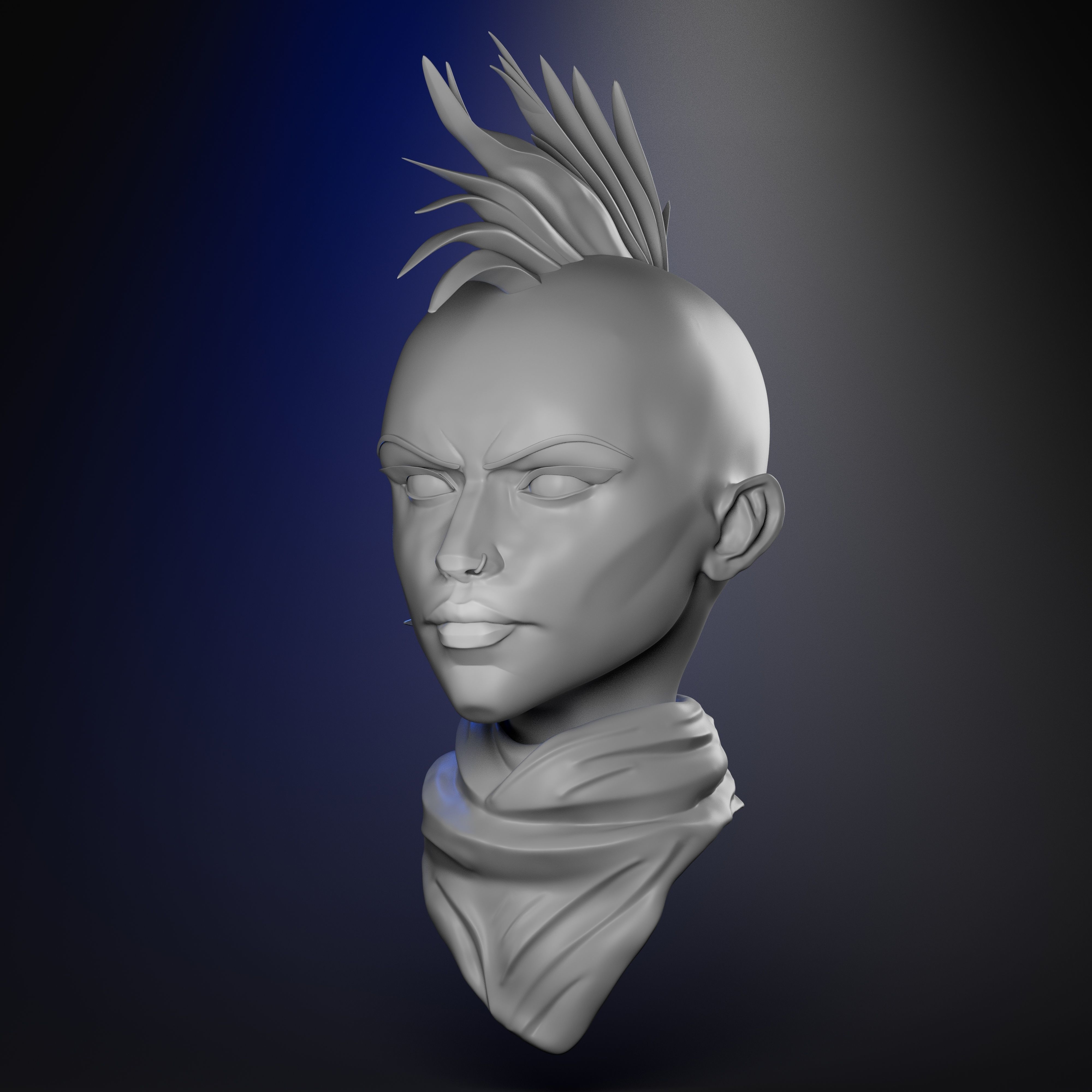 Cyberpunk girls head 3D model 3D printable | CGTrader