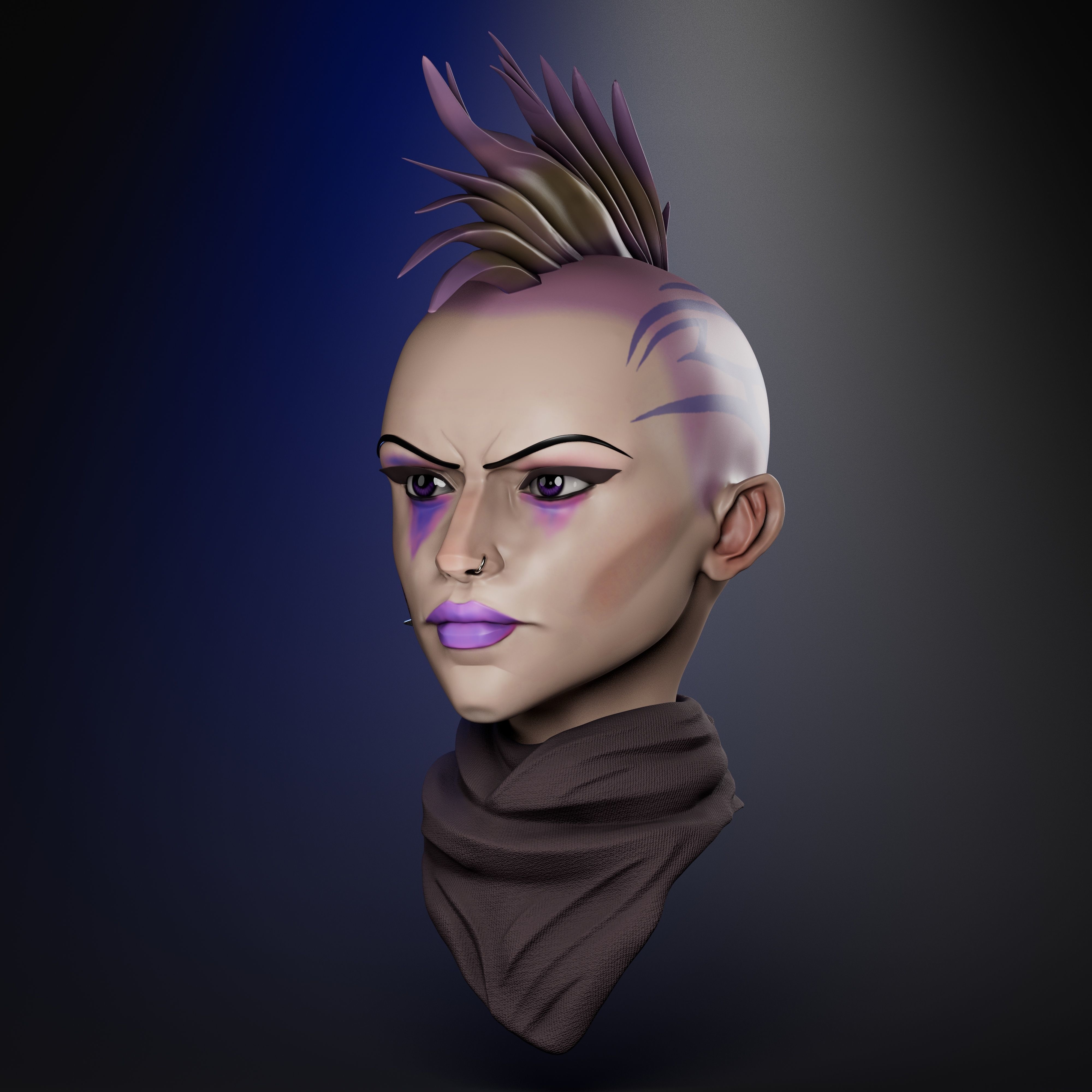 Cyberpunk girls head 3D model 3D printable | CGTrader