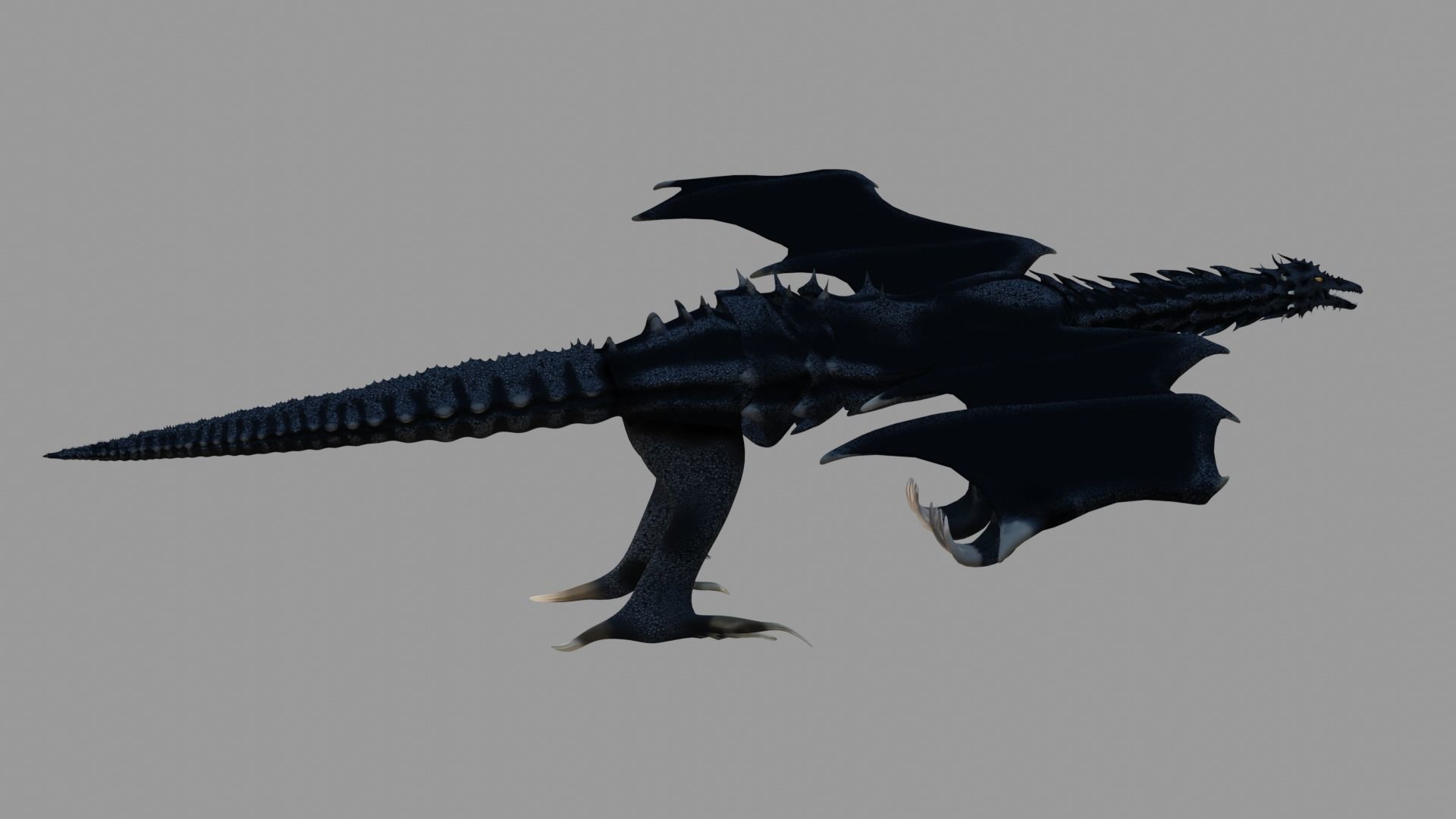 3D model Fantasy Black Dragon Rigged PBR Animated VR / AR / low-poly ...