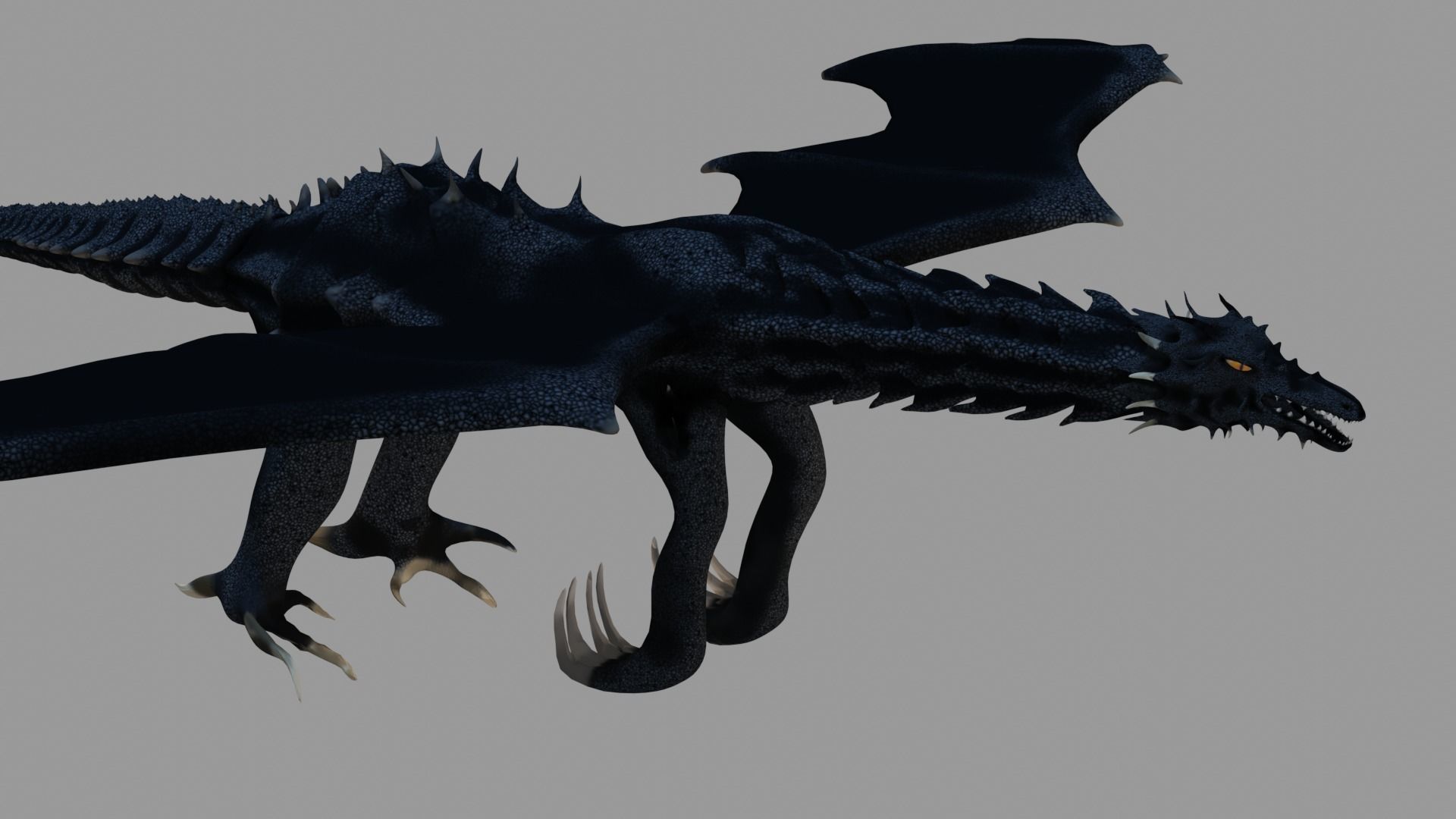 3D model Fantasy Black Dragon Rigged PBR Animated VR / AR / low-poly ...