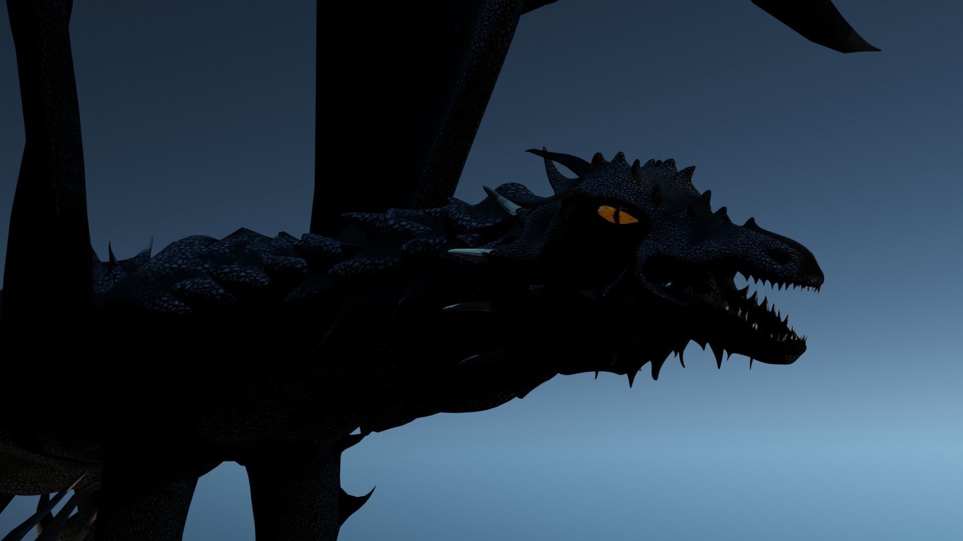 3D model Fantasy Black Dragon Rigged PBR Animated VR / AR / low-poly ...