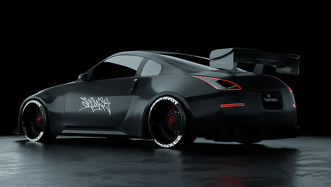 Custom Nissan 350z Rigged And Lighting Scene 3D Blender File 3D model ...