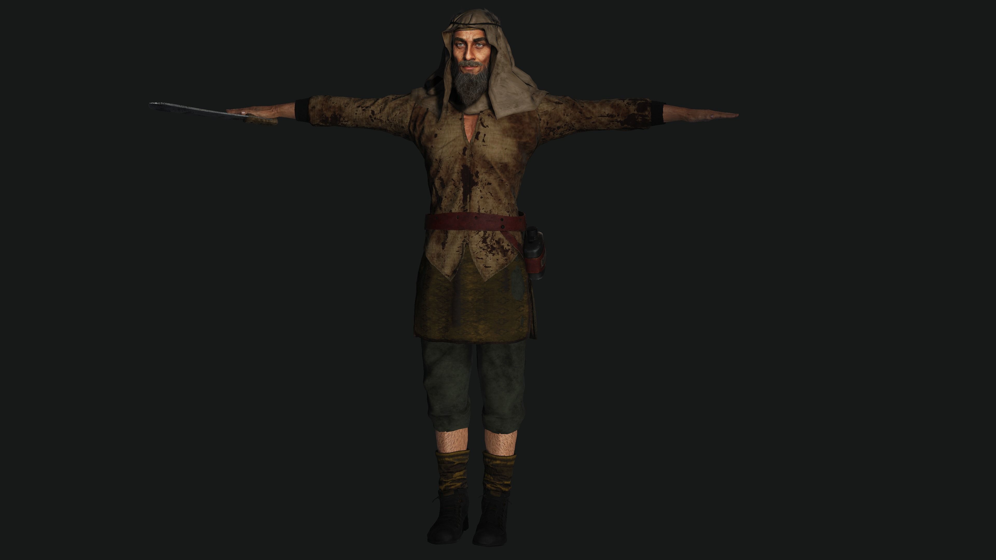 3D model 3D REALISTIC MALE CHARACTER - MEDIEVAL BEARDED OLD MAN 01 VR ...