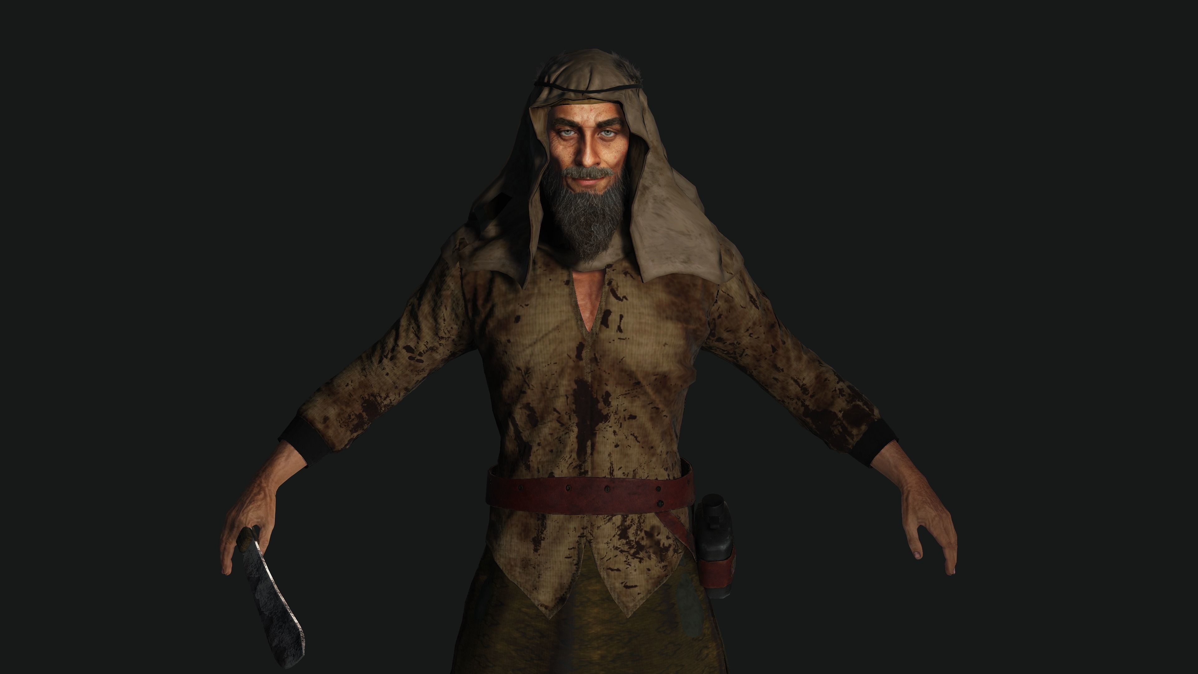 3D model 3D REALISTIC MALE CHARACTER - MEDIEVAL BEARDED OLD MAN 01 VR ...