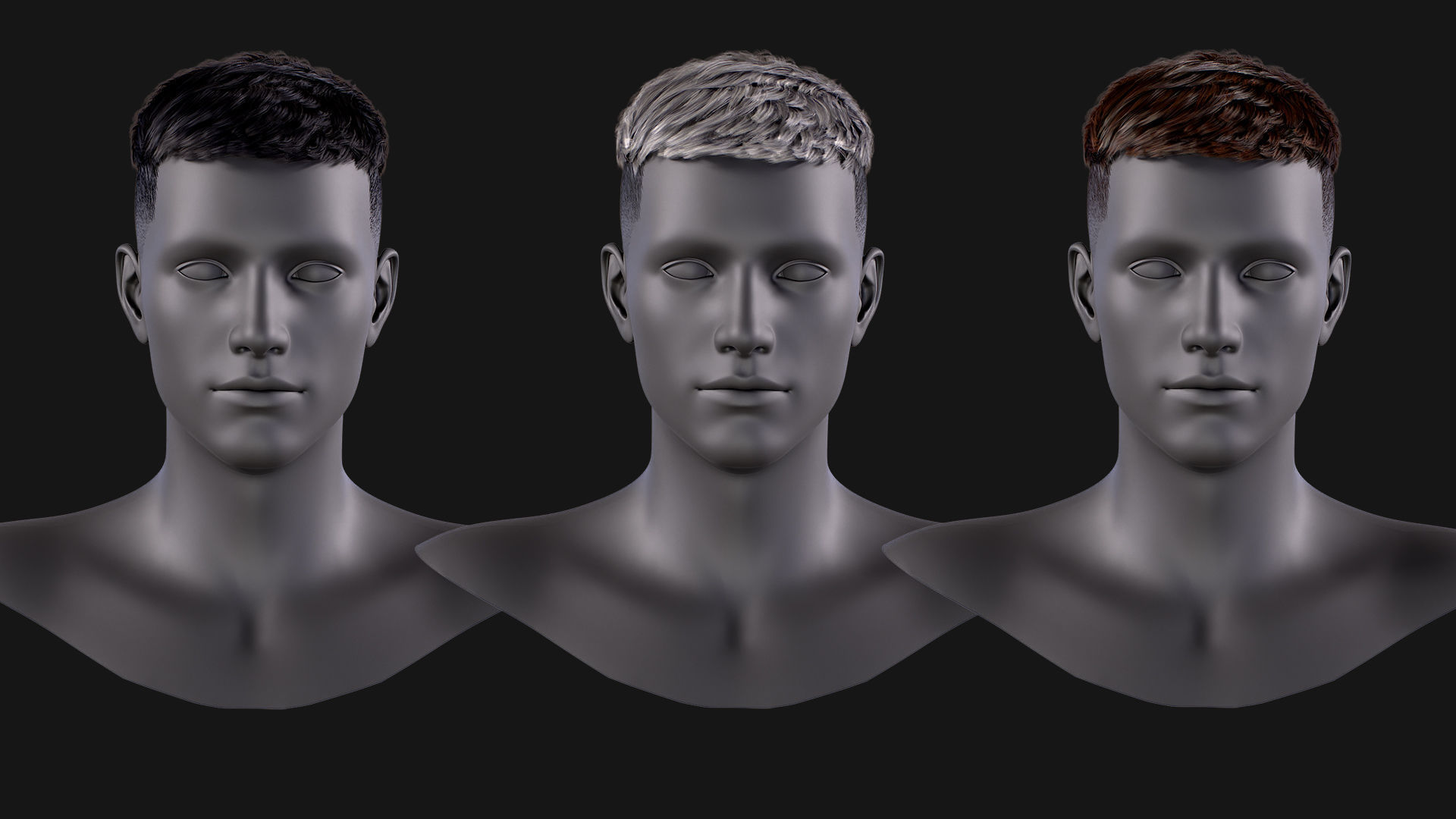 3D model Real Time Hair Card Male Hairstyle part 06 VR / AR / low-poly ...