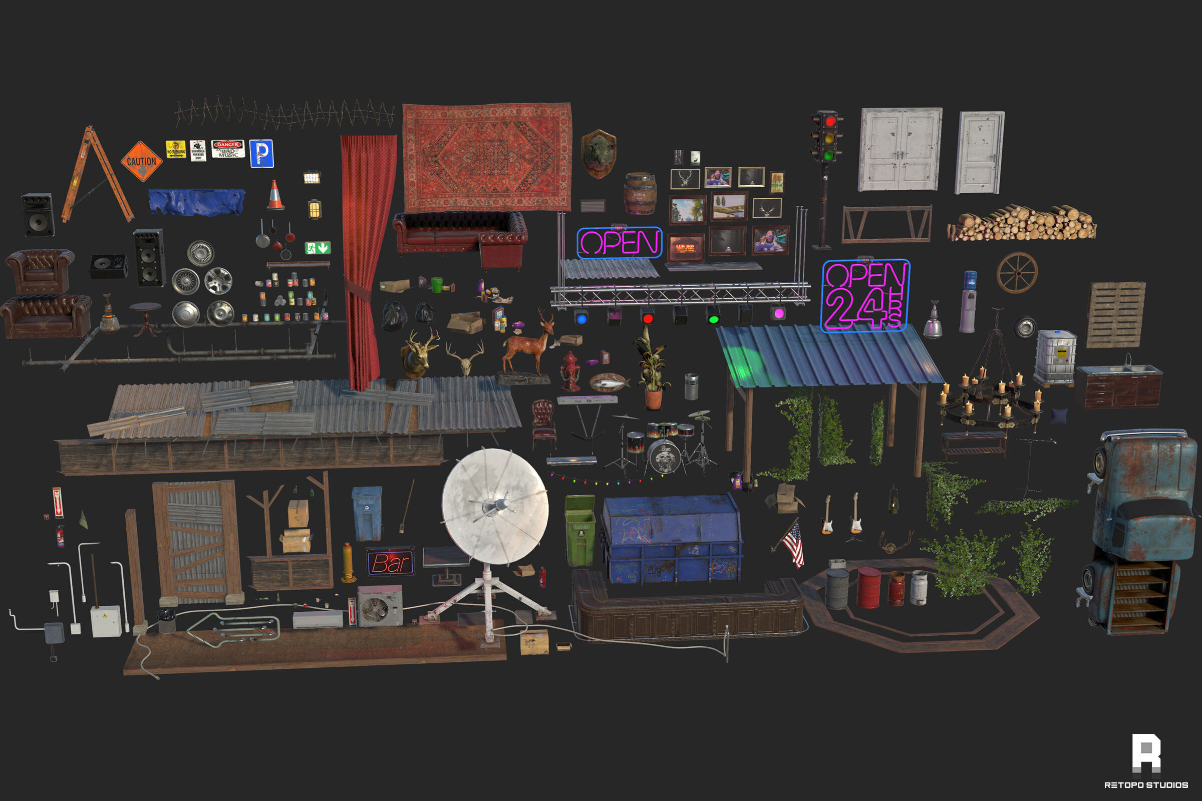 3D model Forest Bar MODULAR - UNITY --HDRP-URP-BUILD-IN-- VR / AR / low ...