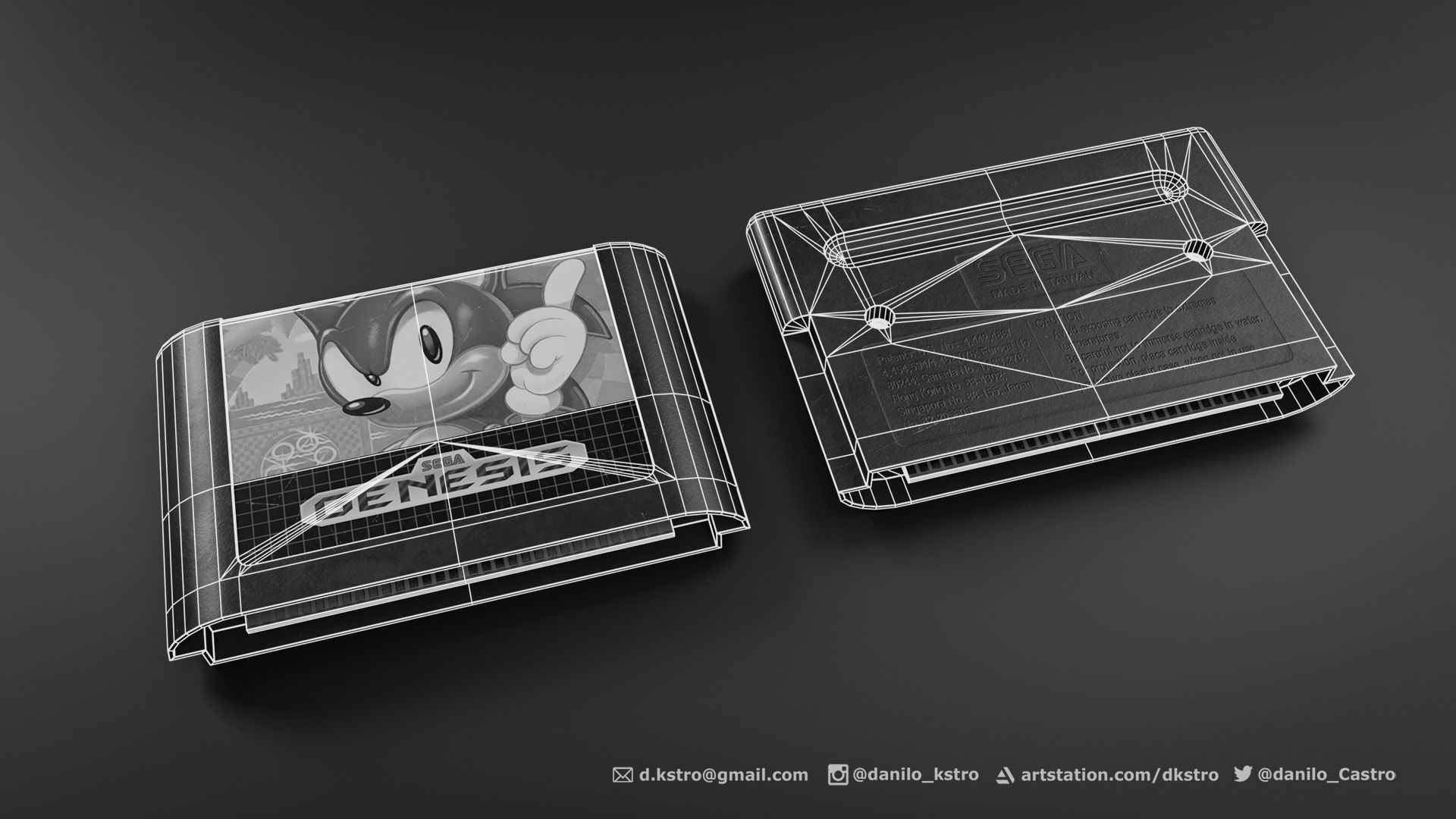 3D model Genesis Console Cartridge - Lowpoly - 4k Textures VR / AR ...