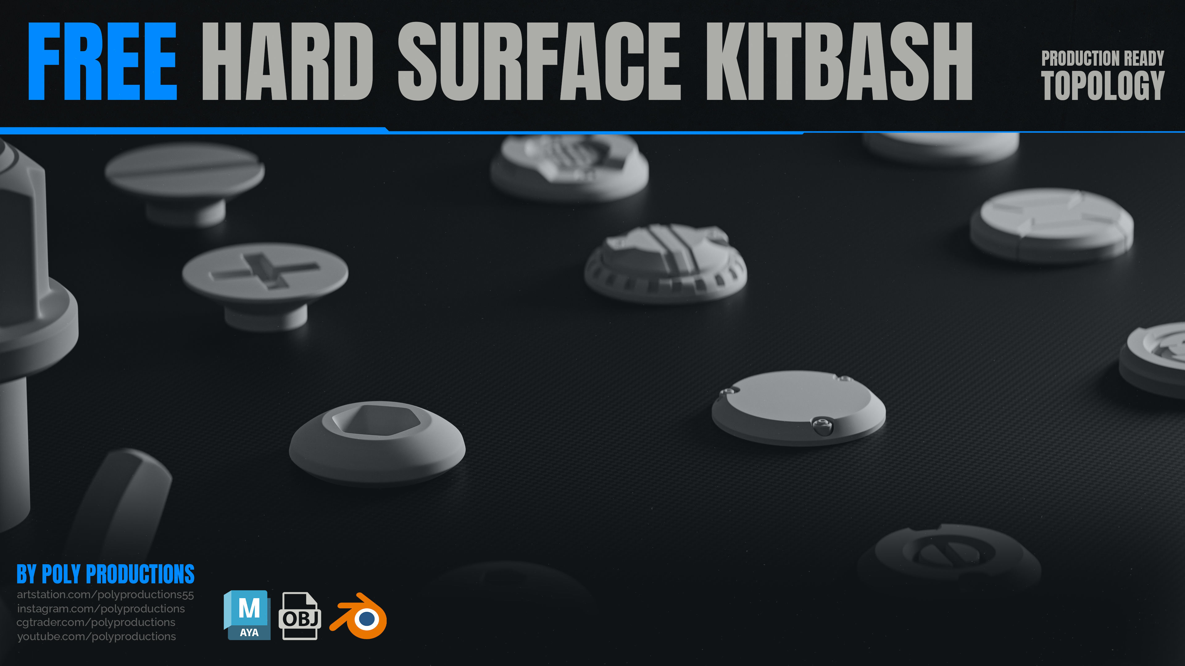 Nuts Screws and Sci-fi Shapes Kitbash free 3D model | CGTrader