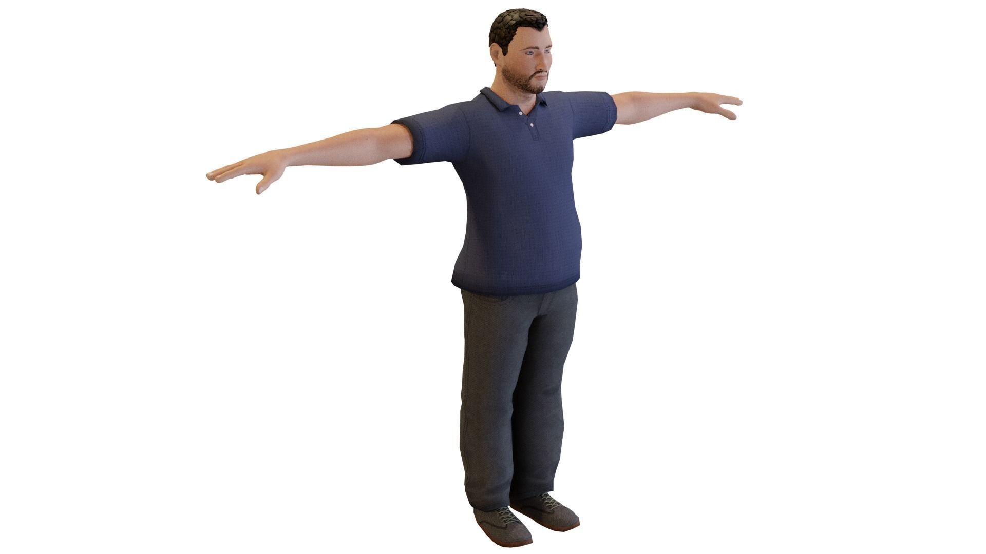 3D model Male Fat Dude Character Casual Cloths High Quality 3D Model VR ...