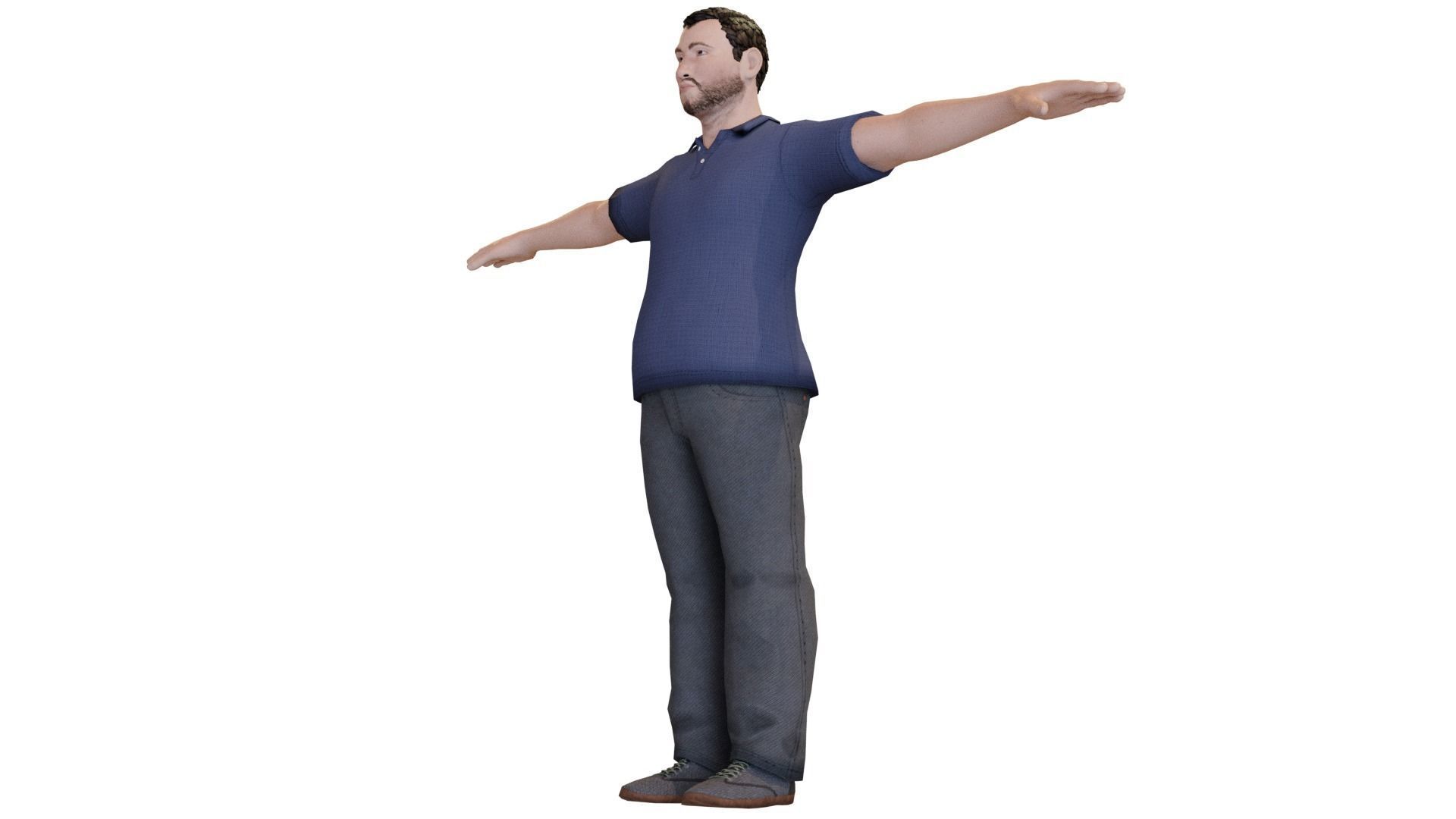 3D model Male Fat Dude Character Casual Cloths High Quality 3D Model VR ...