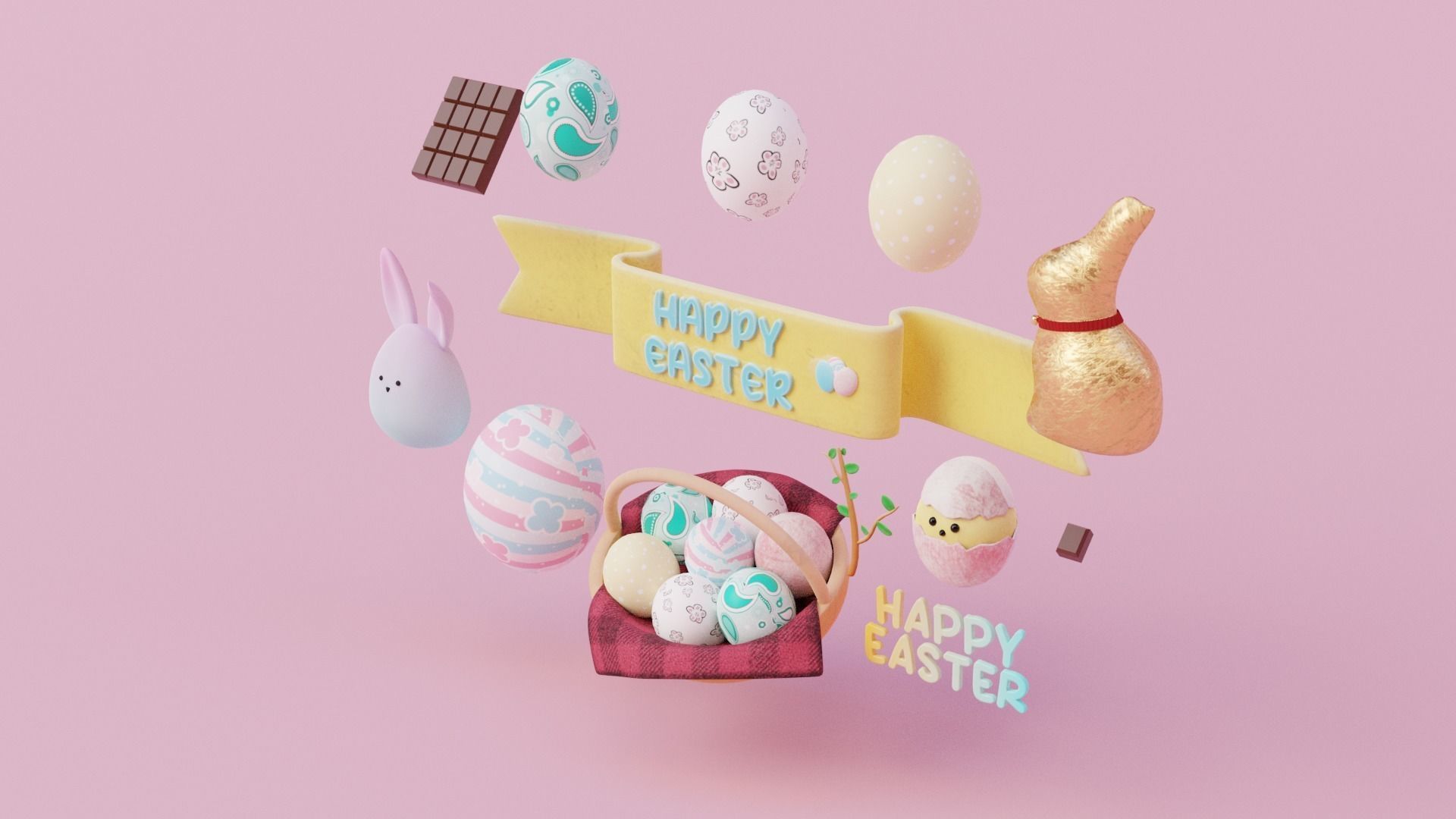 Easter Icons 3D model | CGTrader