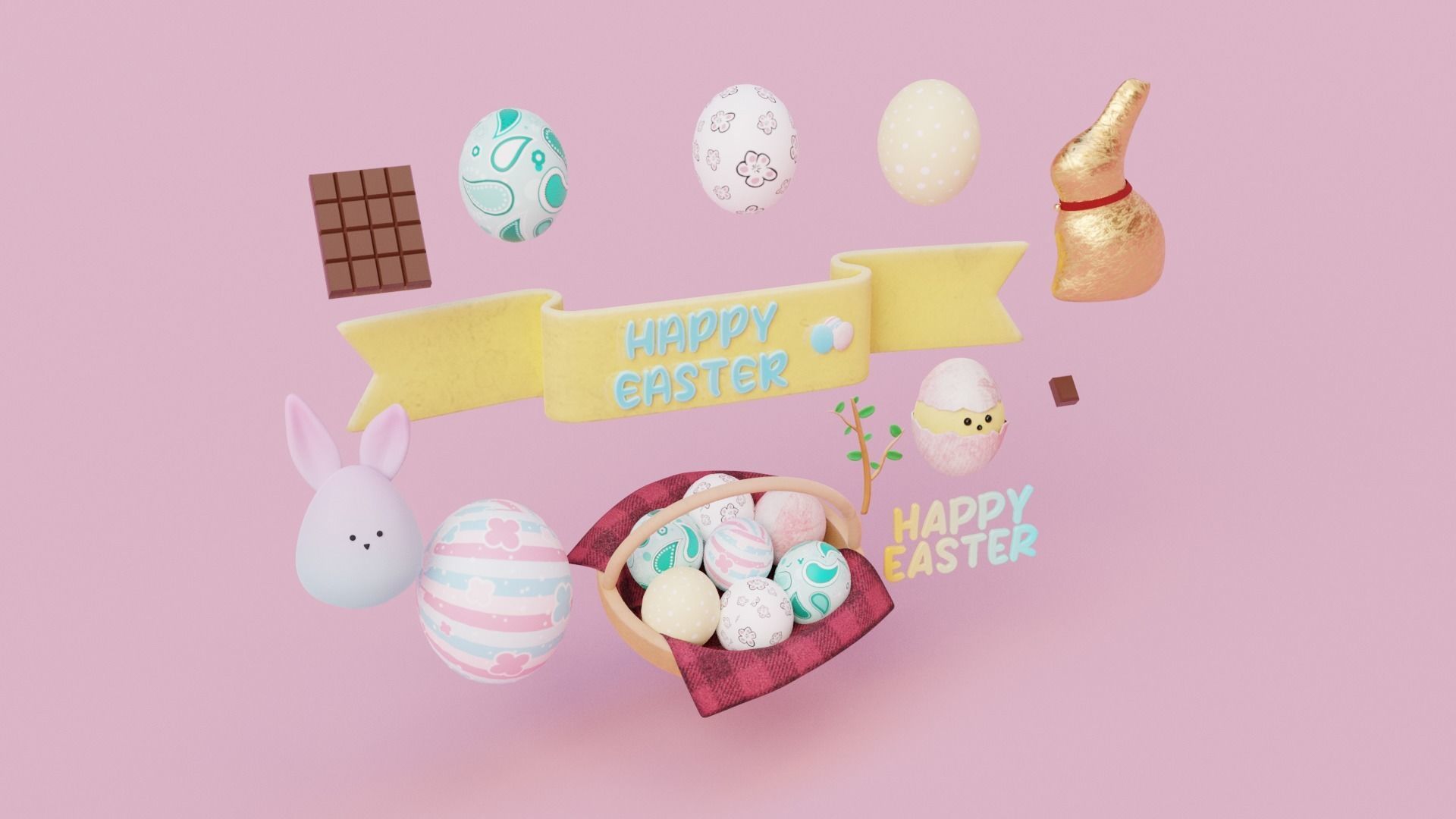 Easter Icons 3D model | CGTrader