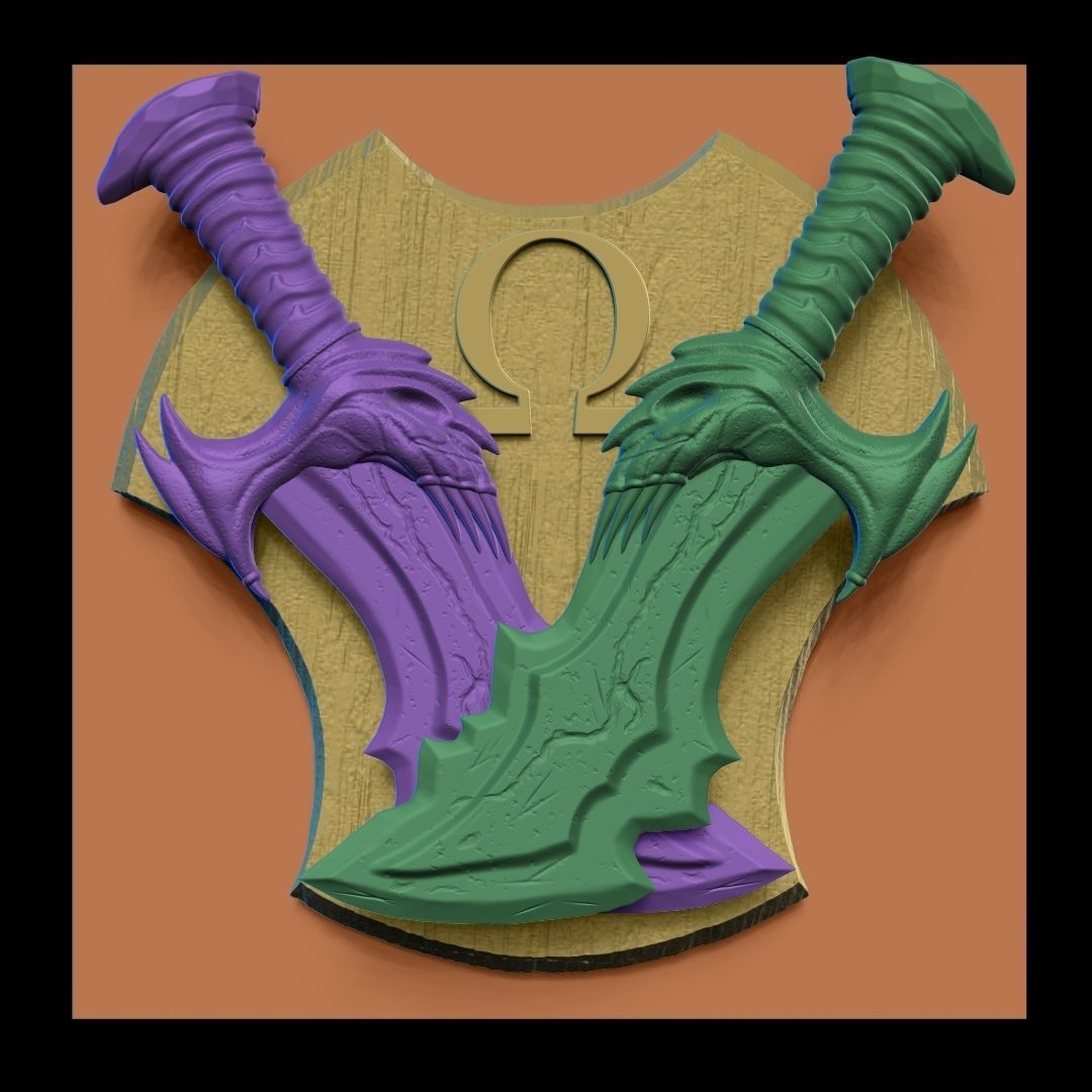 KRATOS SWORD CHAOS AND WALL PLAQUE 01 3D model 3D printable | CGTrader