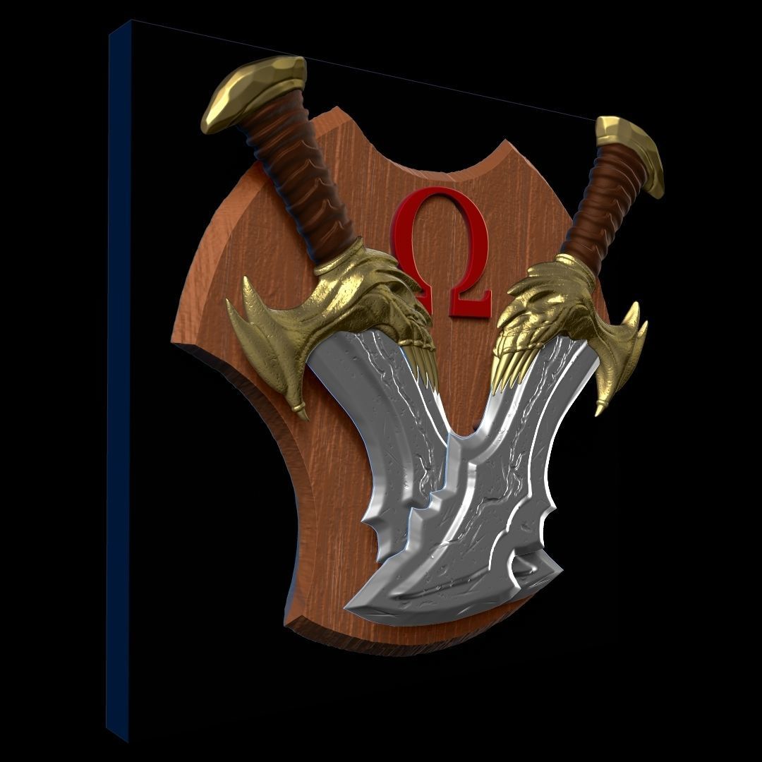 KRATOS SWORD CHAOS AND WALL PLAQUE 01 3D model 3D printable | CGTrader