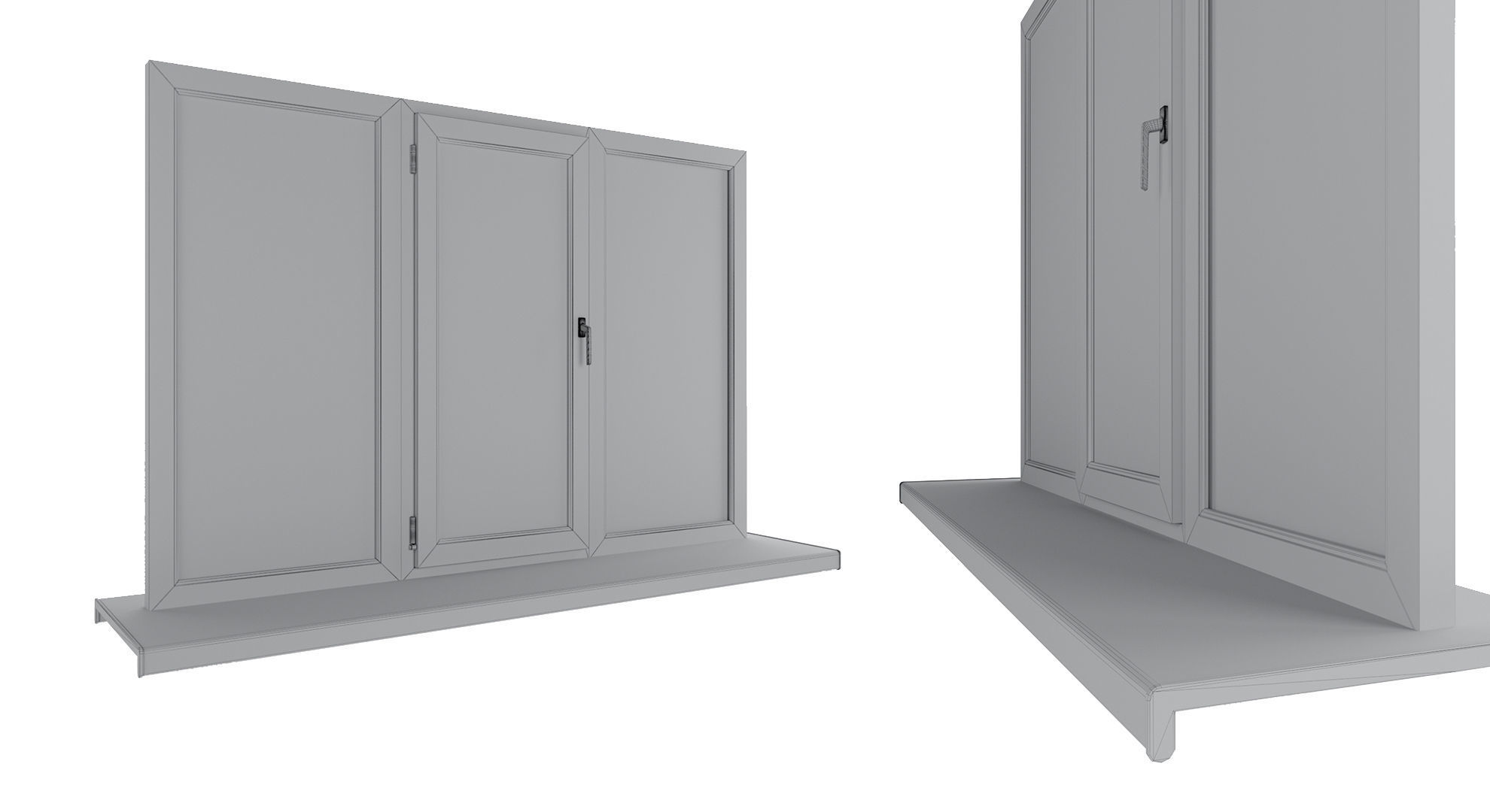 4 types of plastic windows - white 3D model | CGTrader