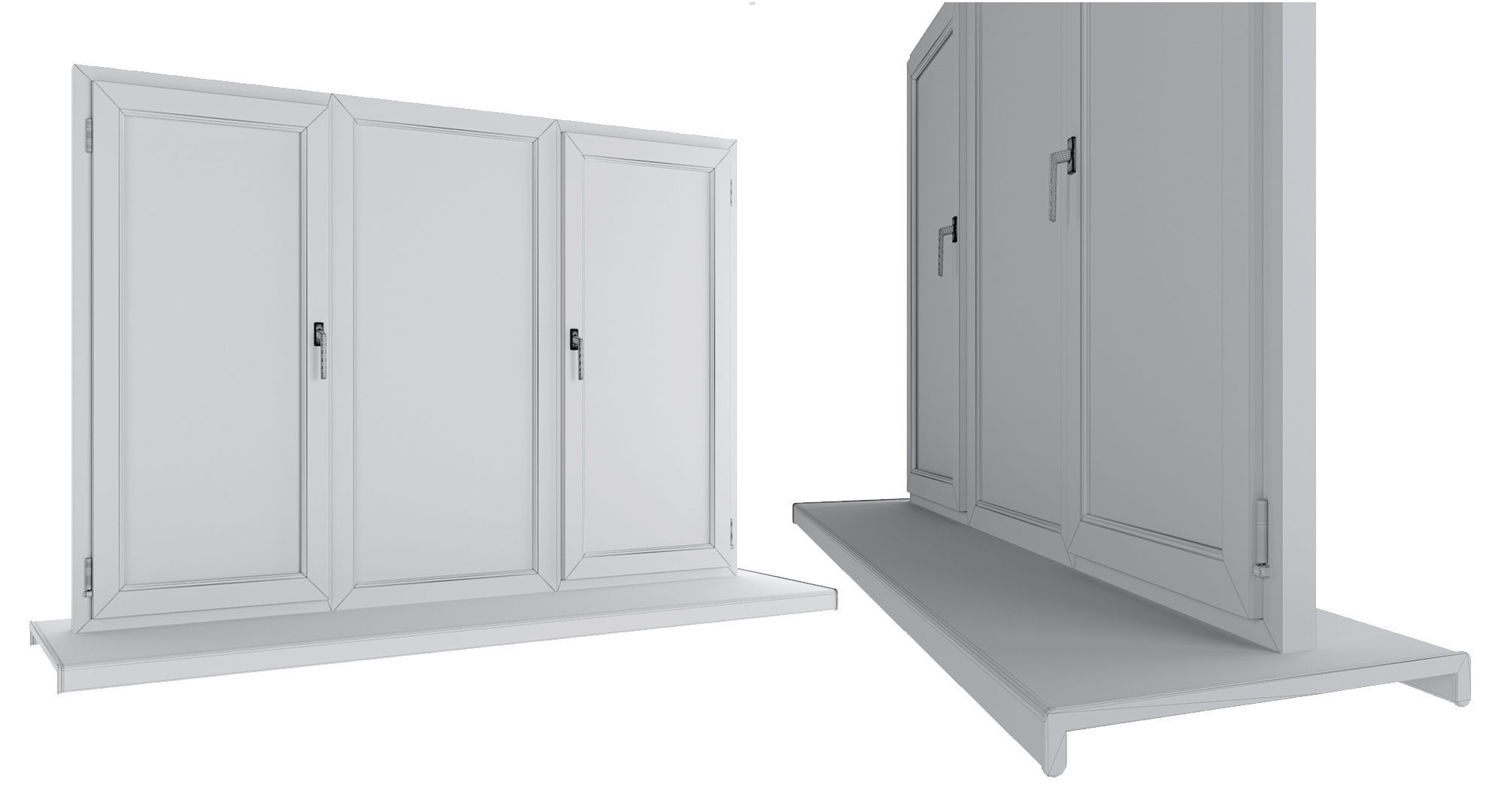 4 types of plastic windows - white 3D model | CGTrader