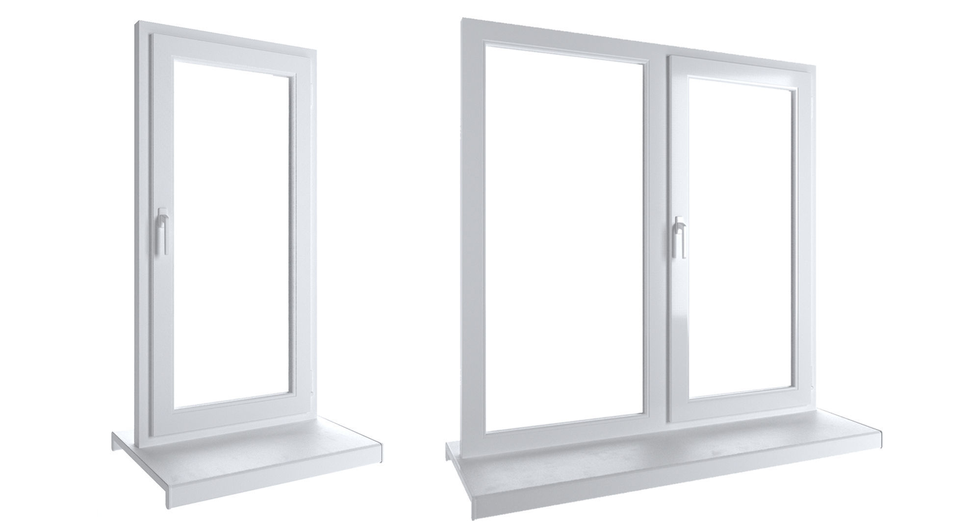 4 types of plastic windows - white 3D model | CGTrader