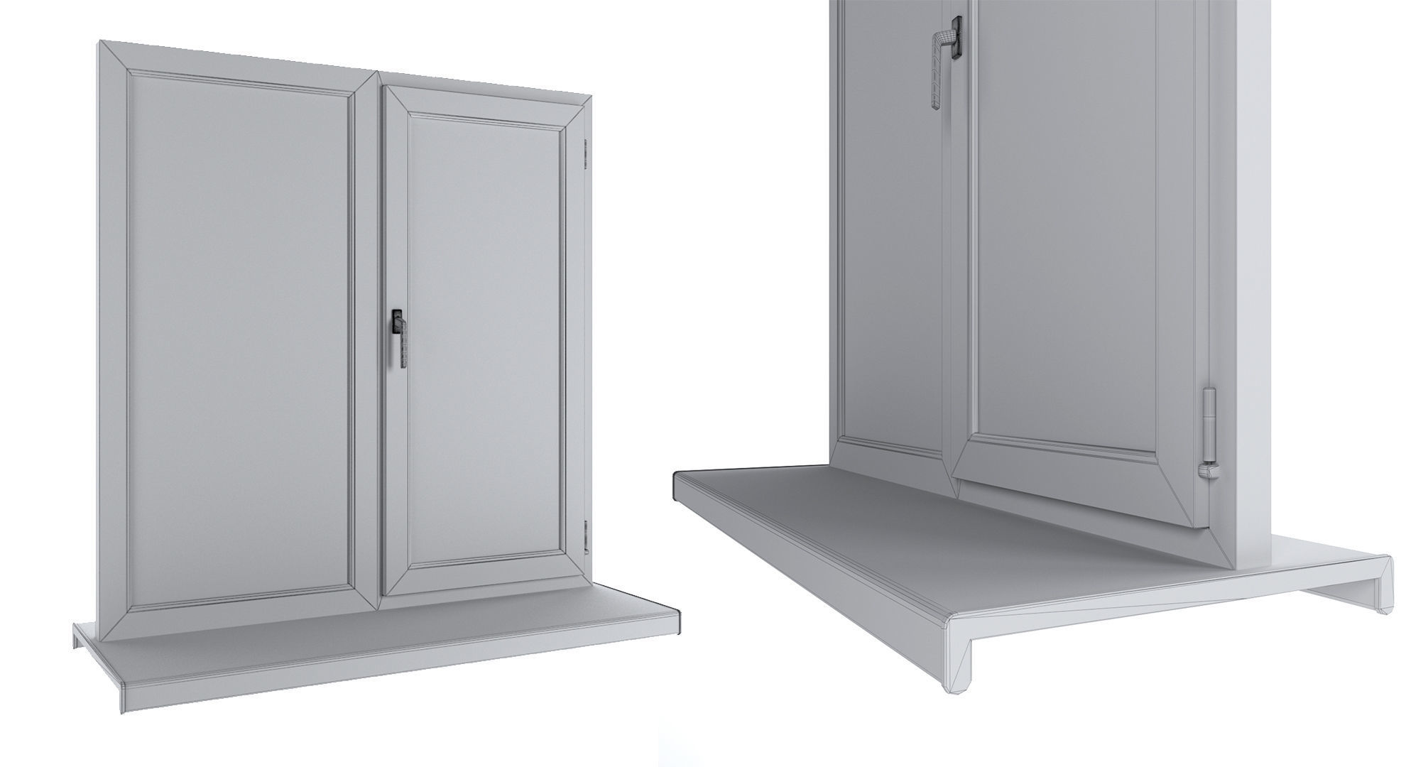 4 types of plastic windows - white 3D model | CGTrader