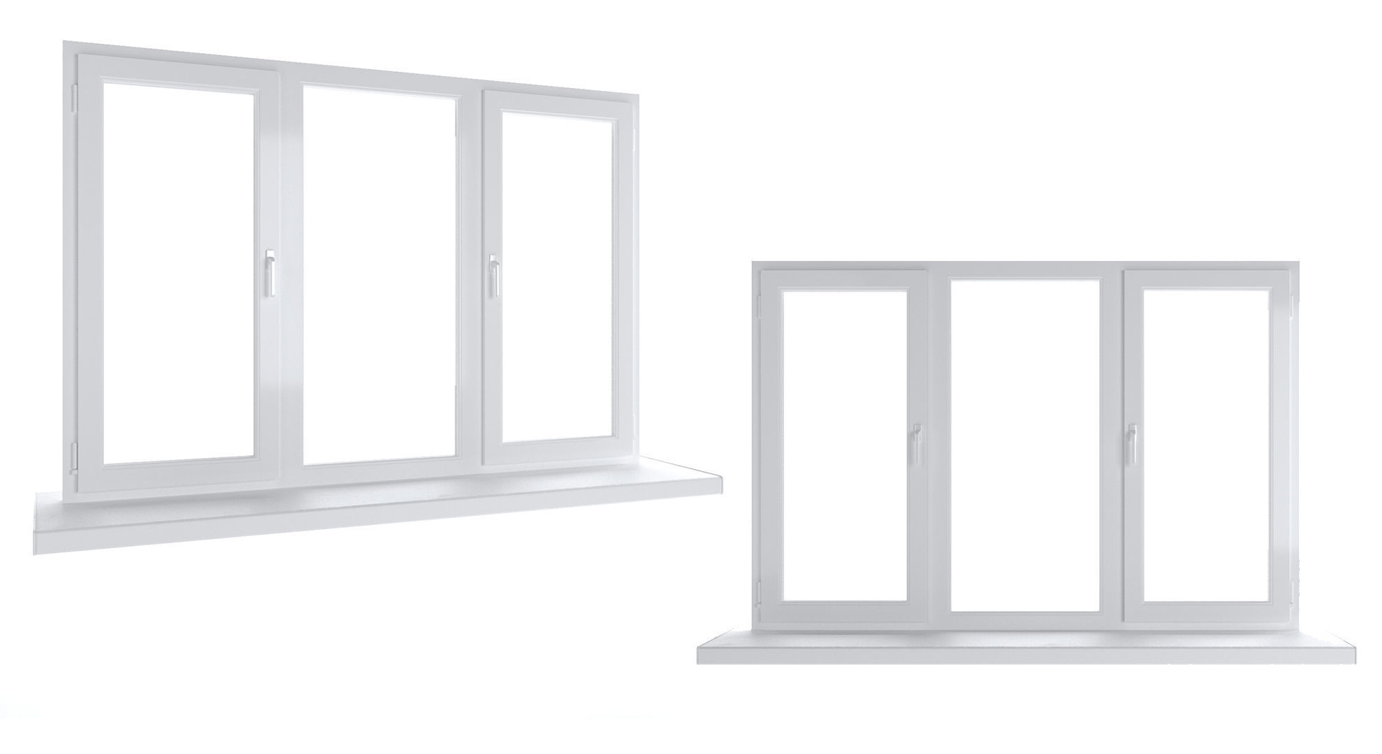 4 types of plastic windows - white 3D model | CGTrader