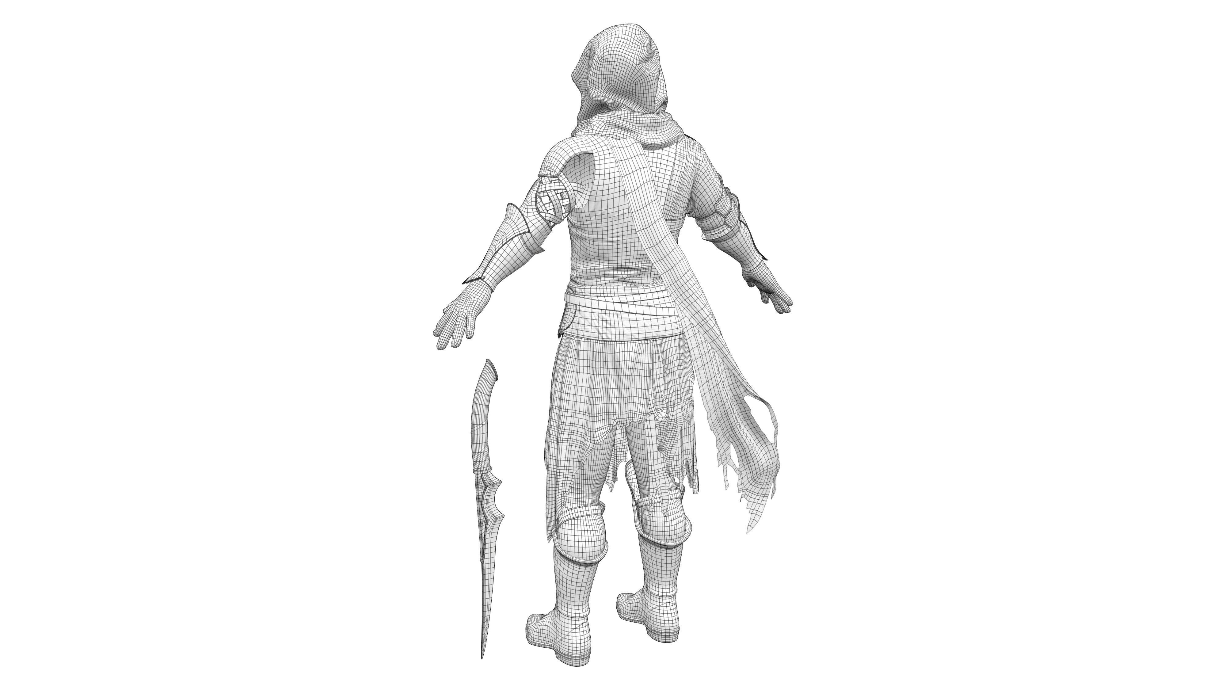 3D model Full Medieval Dagger Assasin Costume VR / AR / low-poly | CGTrader