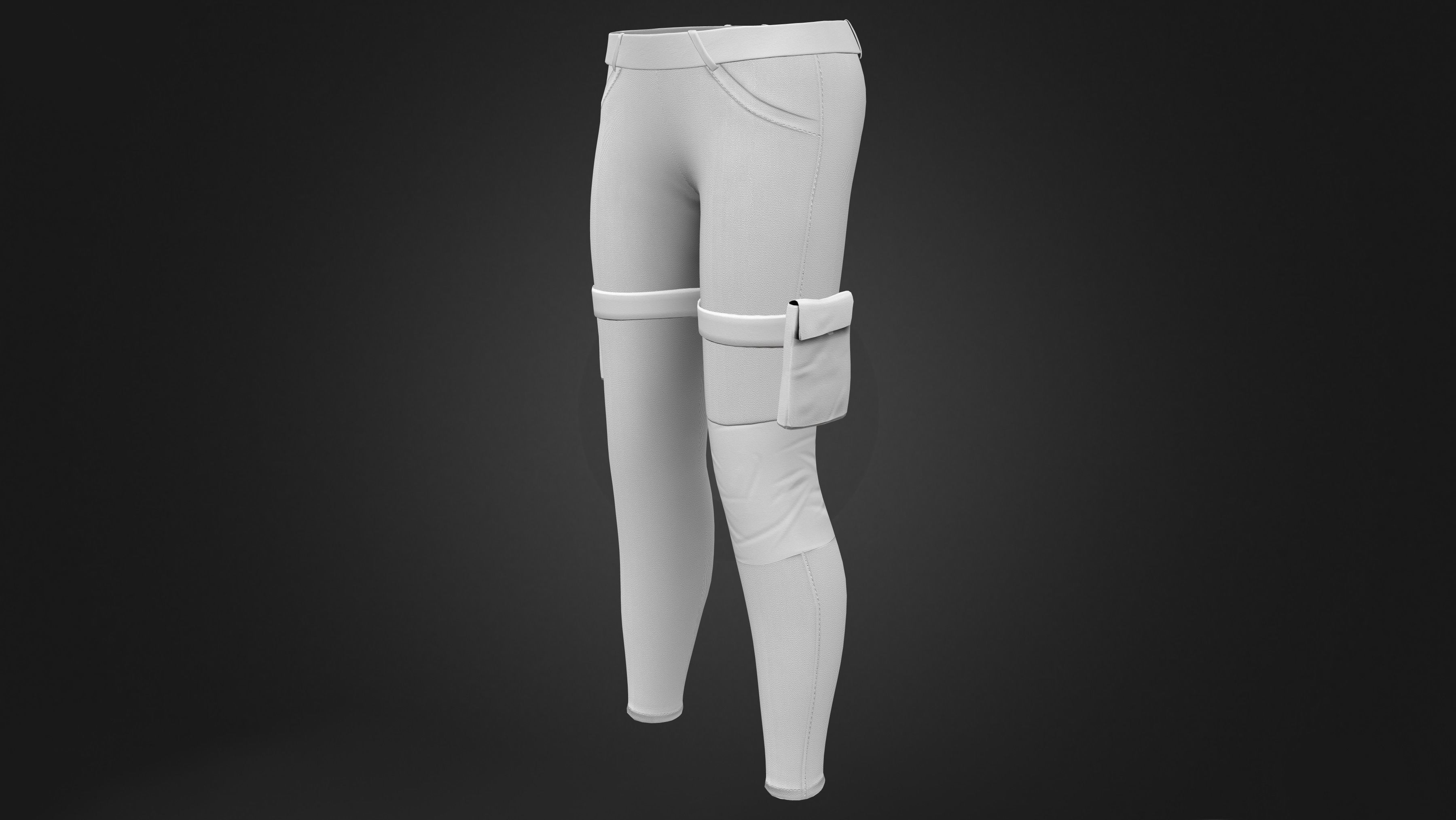 3D model Women Leggings With Side Pockets And Belt VR / AR / low-poly ...
