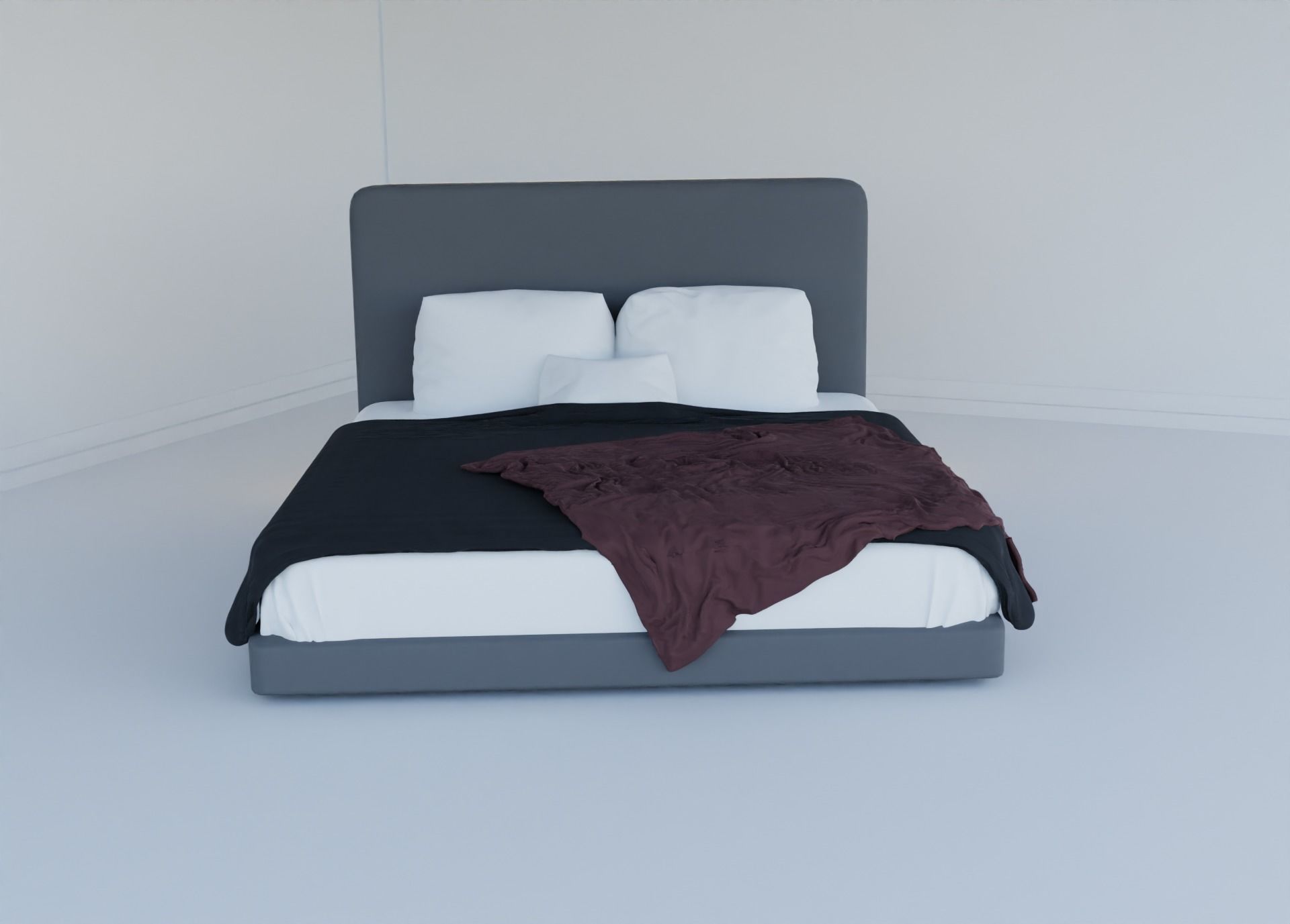 bed with gray fabric free 3D model | CGTrader