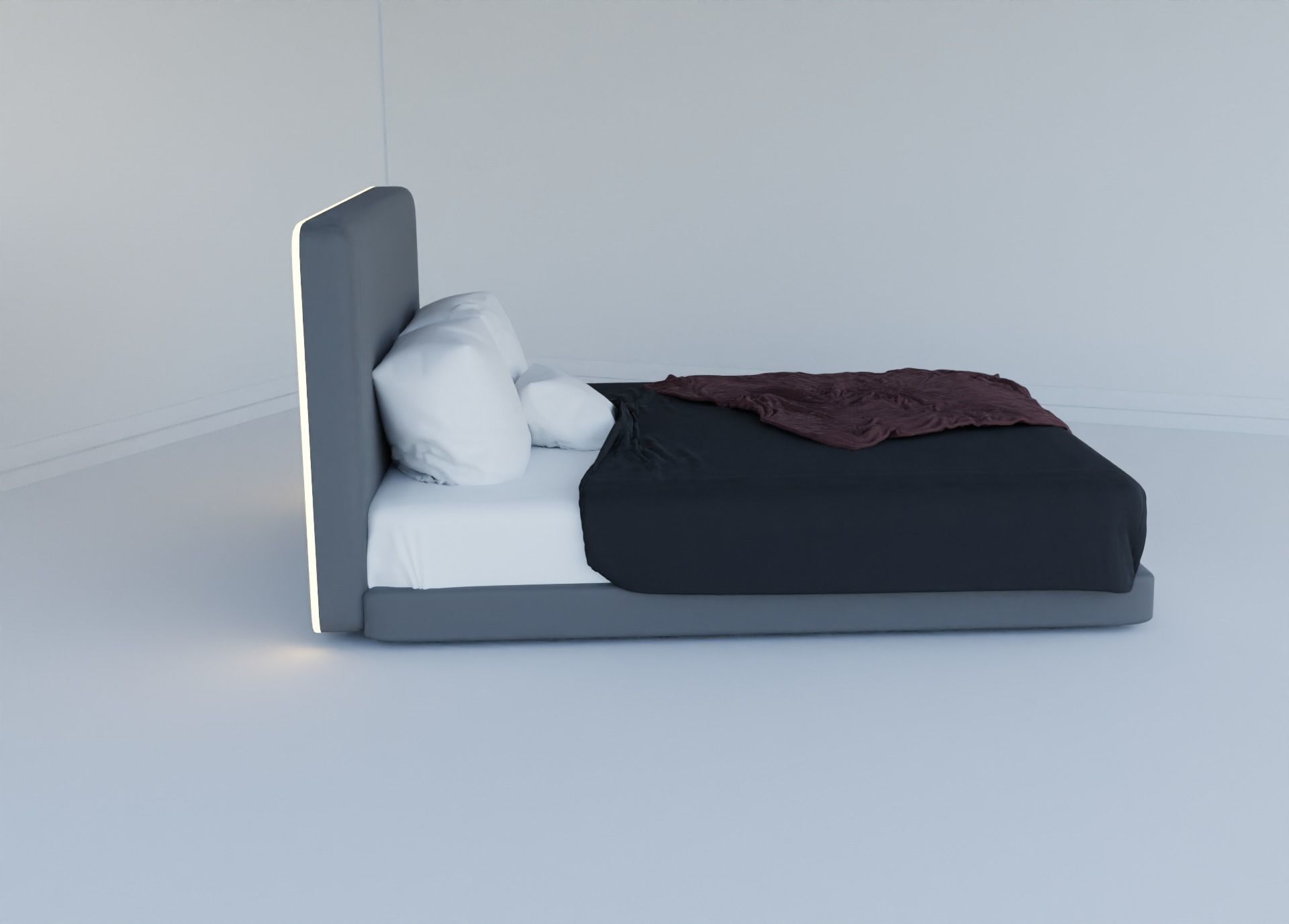 bed with gray fabric free 3D model | CGTrader