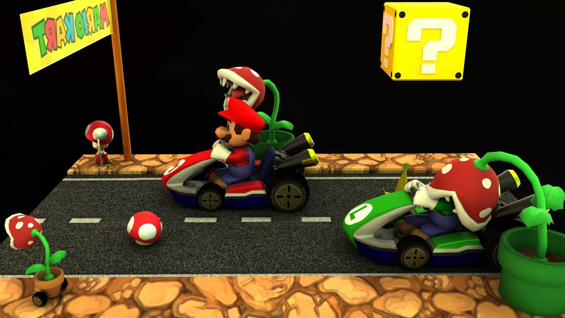 3D model Mario Kart Scene VR / AR / low-poly | CGTrader