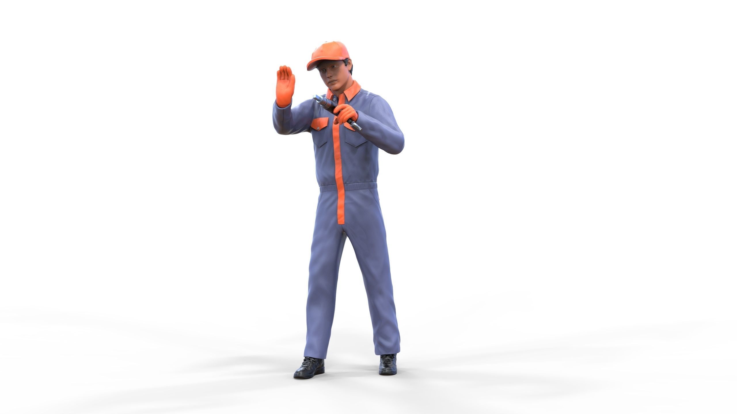 N3 Mechanic Crew working under a car or construction worker 3D model 3D ...