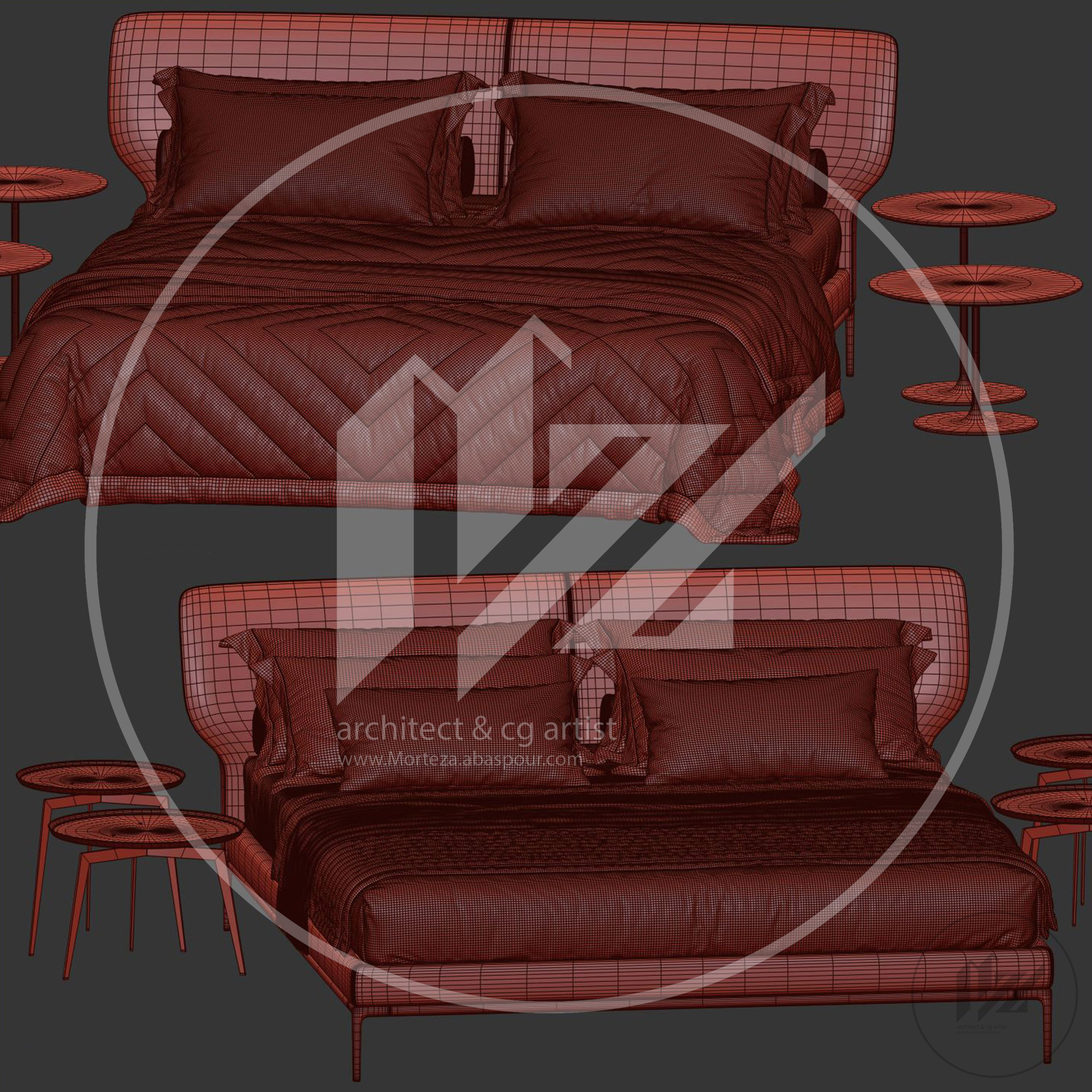 Alivar Maya Bed 3D model | CGTrader