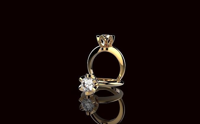 AV Designe 66 Engangement Ring with a Diamond 3D model 3D printable ...