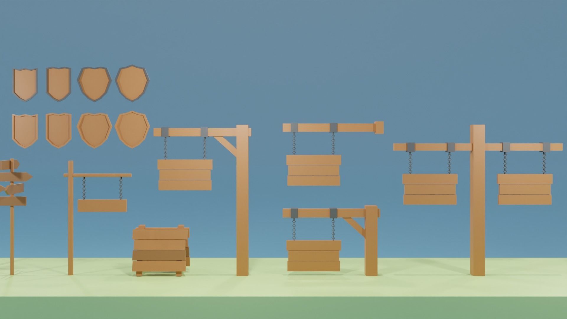 3D model 3D Low Poly Medieval Sign Pack VR / AR / low-poly | CGTrader