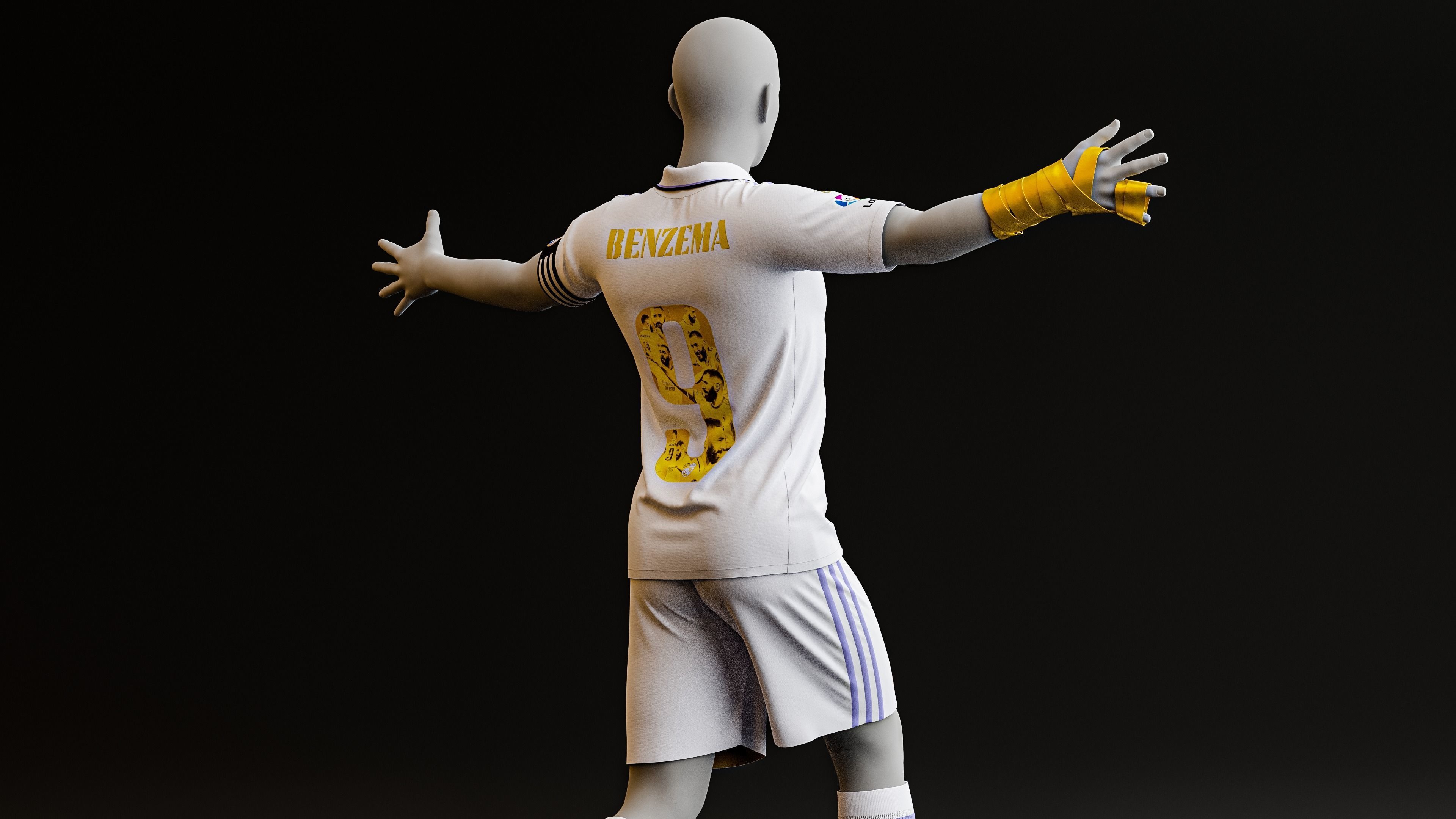 Benzema Real Madrid 2022 Home Jersey Ballon Dor Special Edition 3D ...