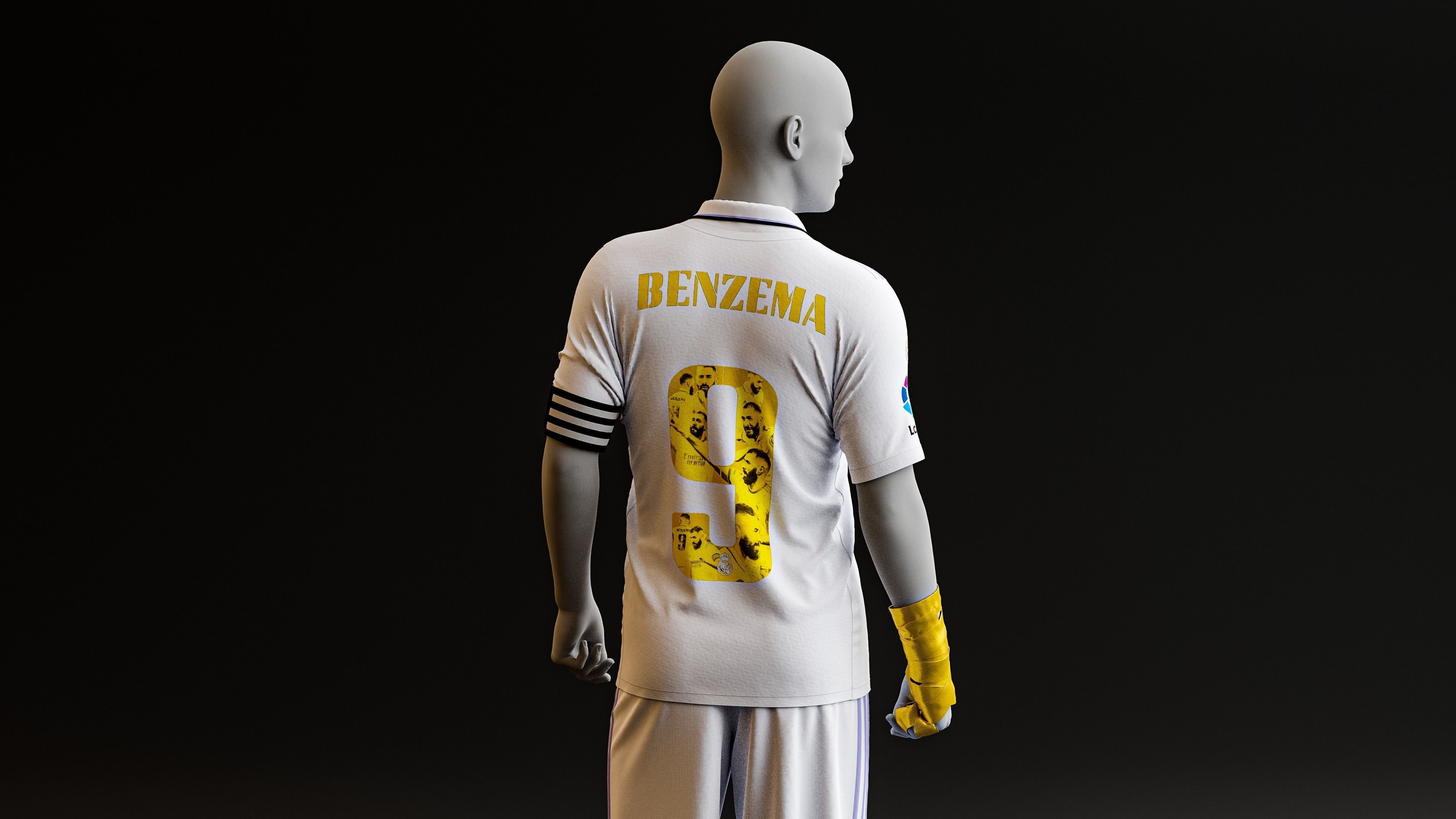Benzema Real Madrid 2022 Home Jersey Ballon Dor Special Edition 3D ...