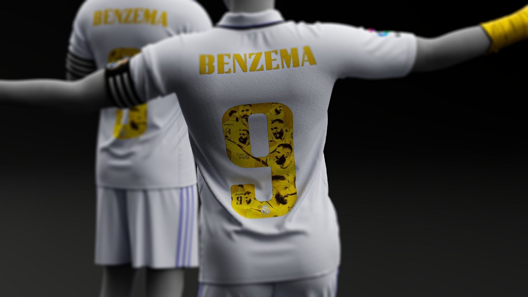 Benzema Real Madrid 2022 Home Jersey Ballon Dor Special Edition 3D ...