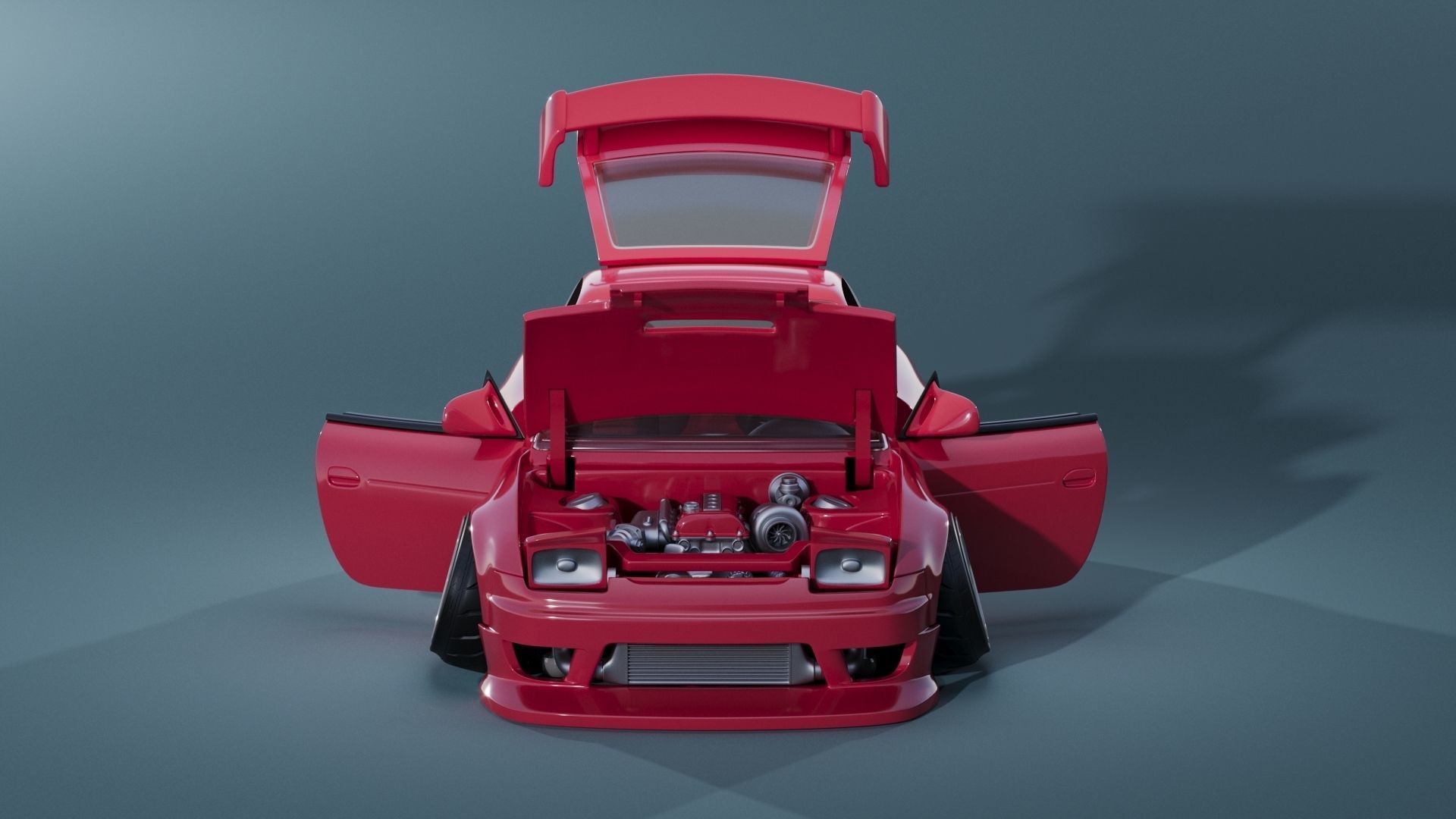 Nissan 200sx s13 tooned car model kit for 3d print 3D model 3D ...