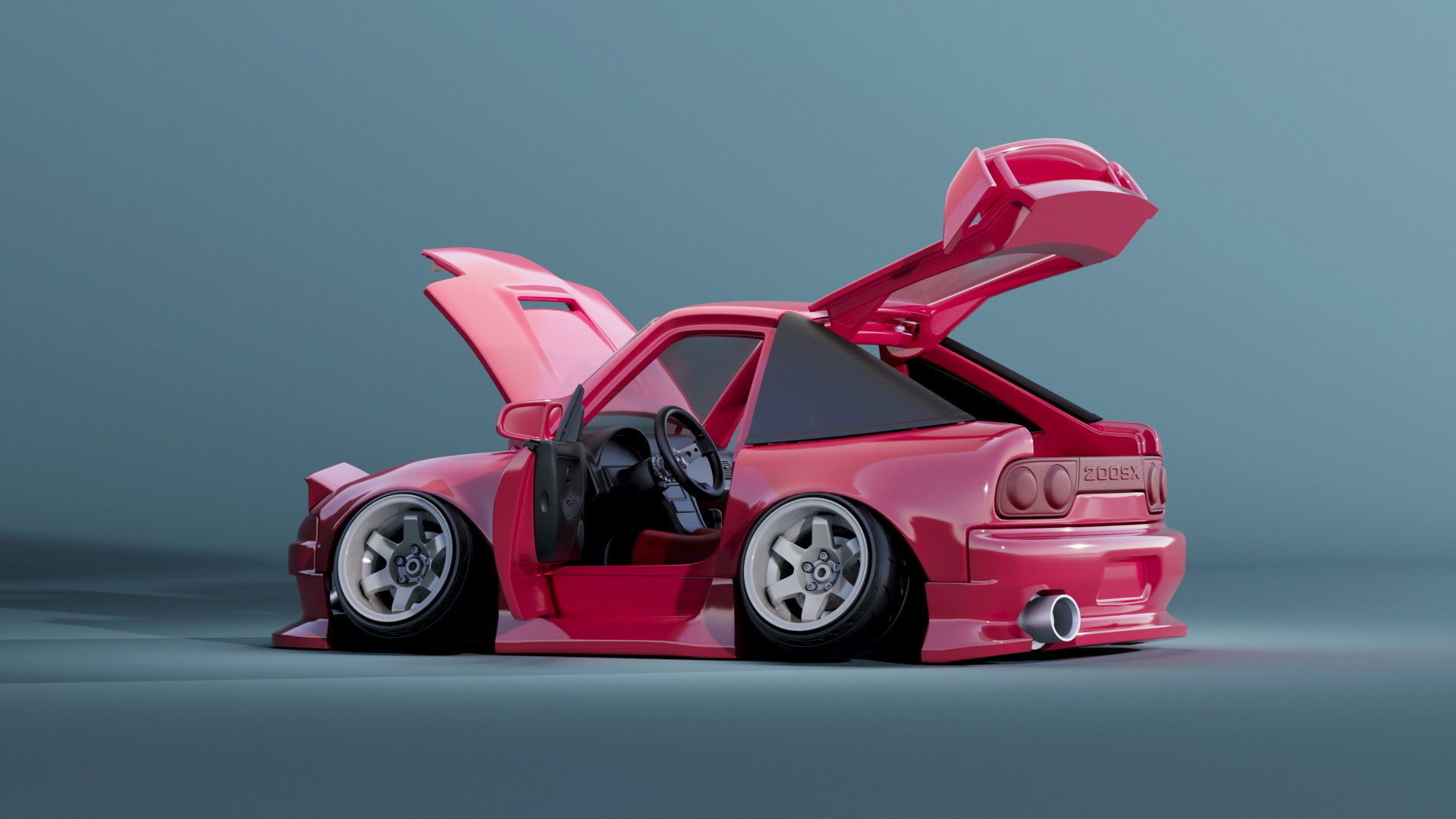 Nissan 200sx s13 tooned car model kit for 3d print 3D model 3D ...