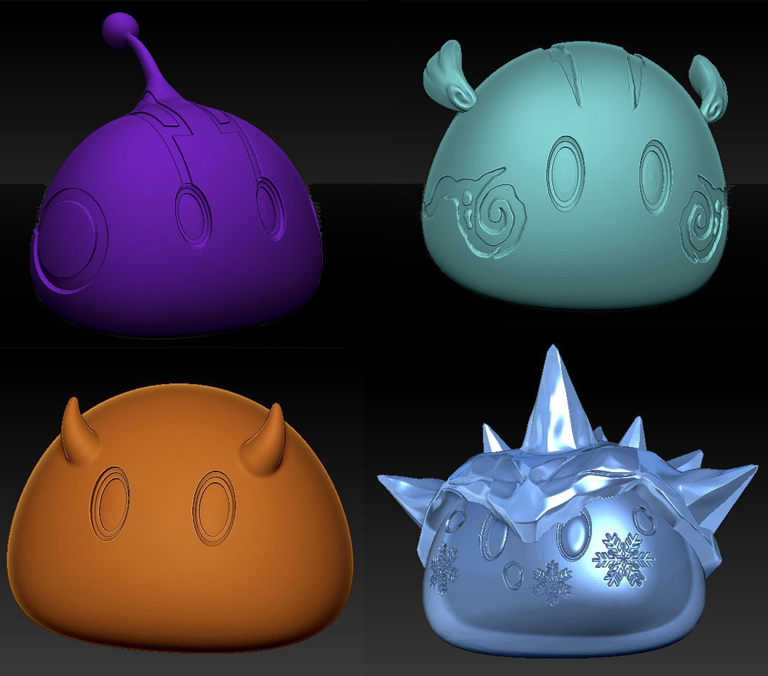 Genshin Slimes bundle 1 electro anemo cryo hydro and pyro slime 3D ...