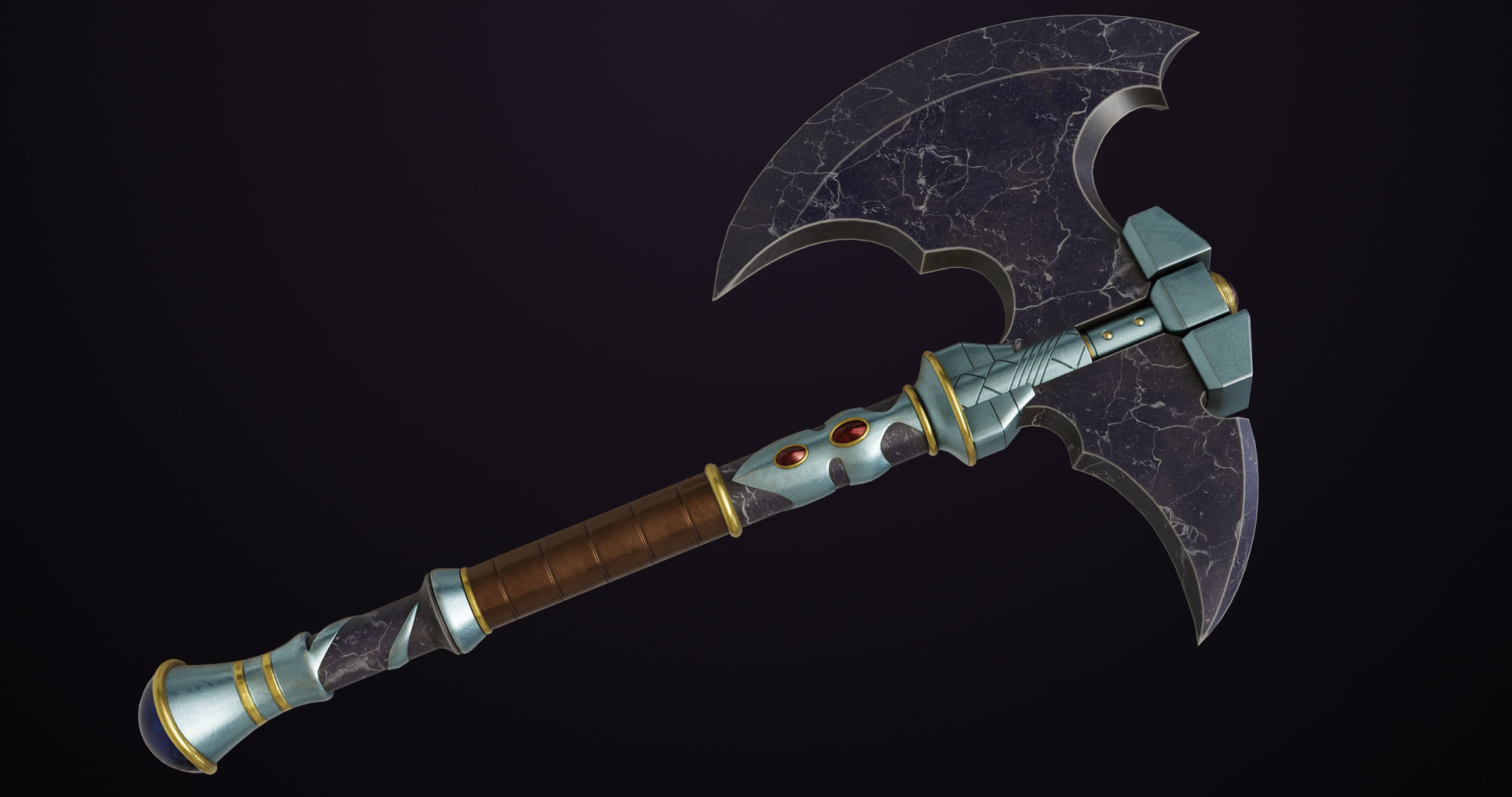 3D model Battle Axe 08 All PBR Unity UE Textures Included VR / AR / low ...