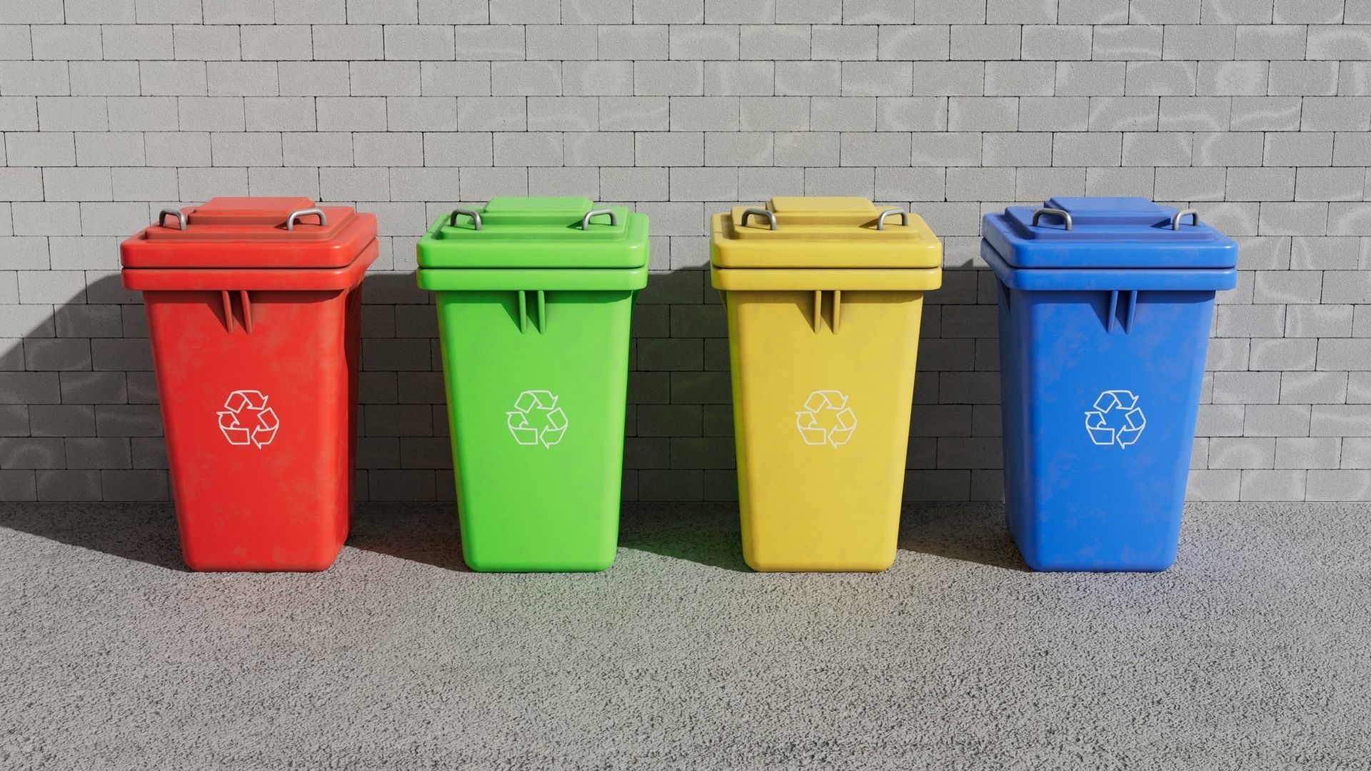 3D model Recycle Trash Garbage Cans Low Poly 3D VR / AR / low-poly ...