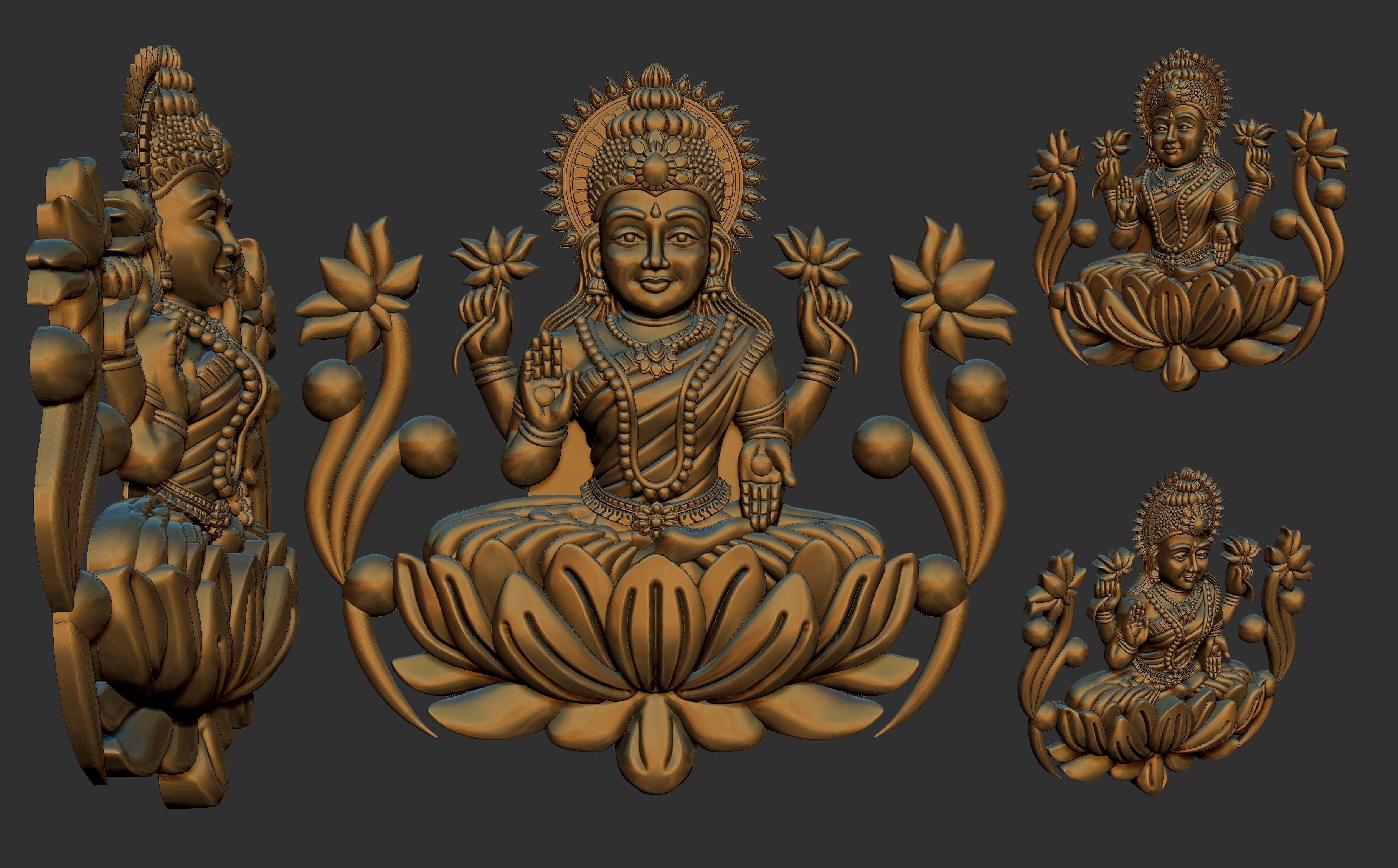 Traditional Dyes Lord Laxmi 3D model 3D printable | CGTrader