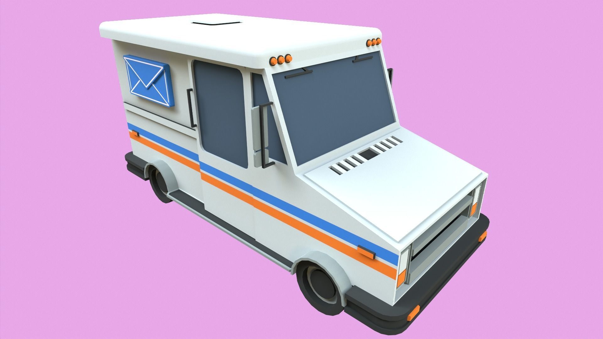 3D model Lowpoly Mail Truck VR / AR / low-poly | CGTrader