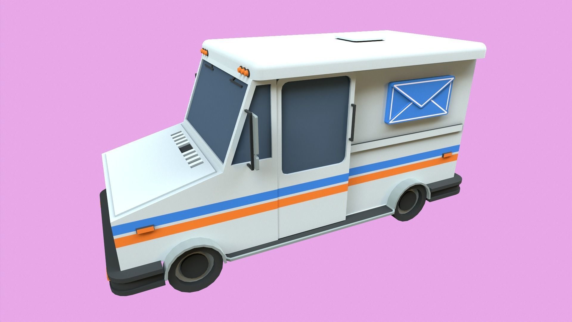 3D model Lowpoly Mail Truck VR / AR / low-poly | CGTrader