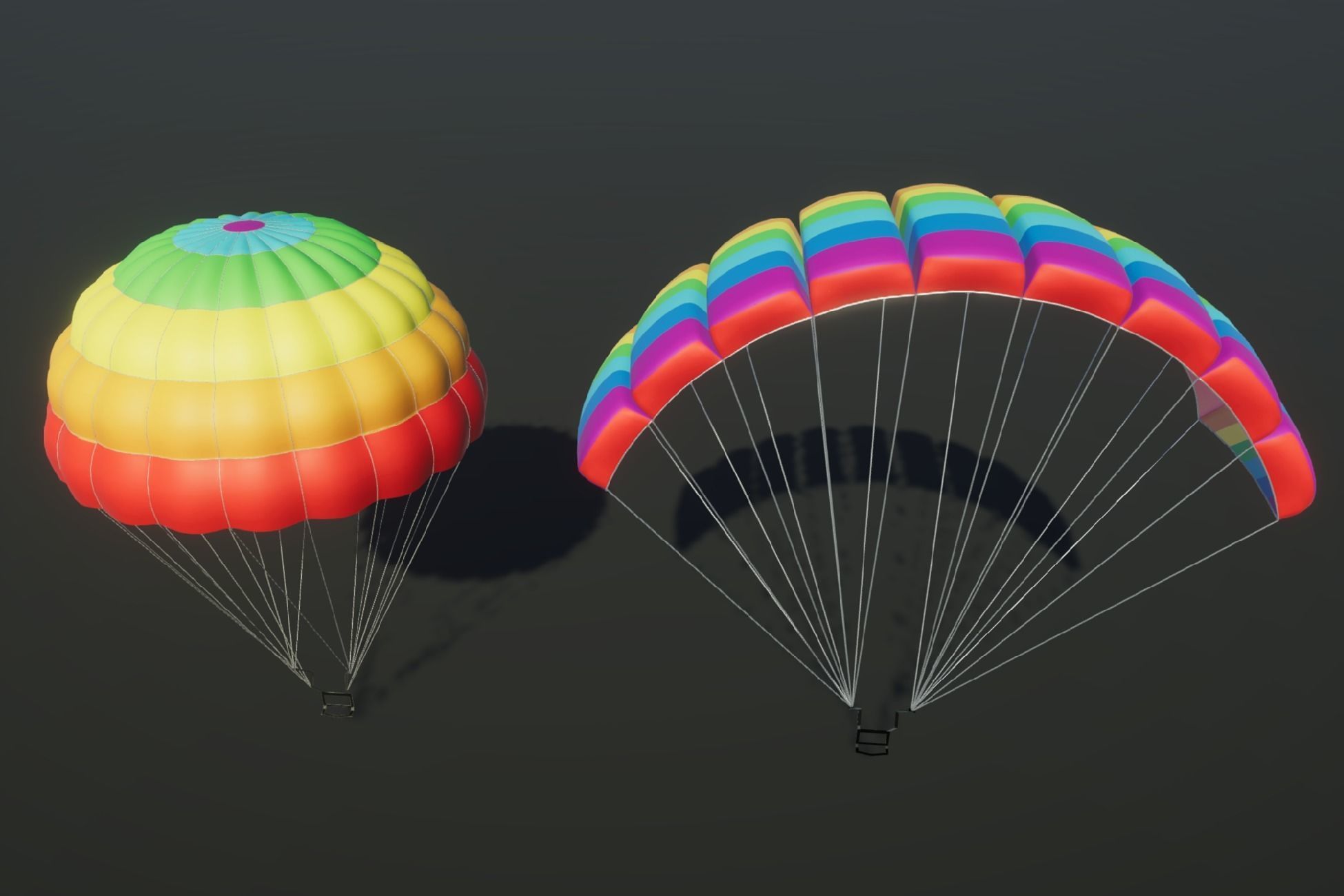3D model 2 Parachutes VR / AR / low-poly | CGTrader
