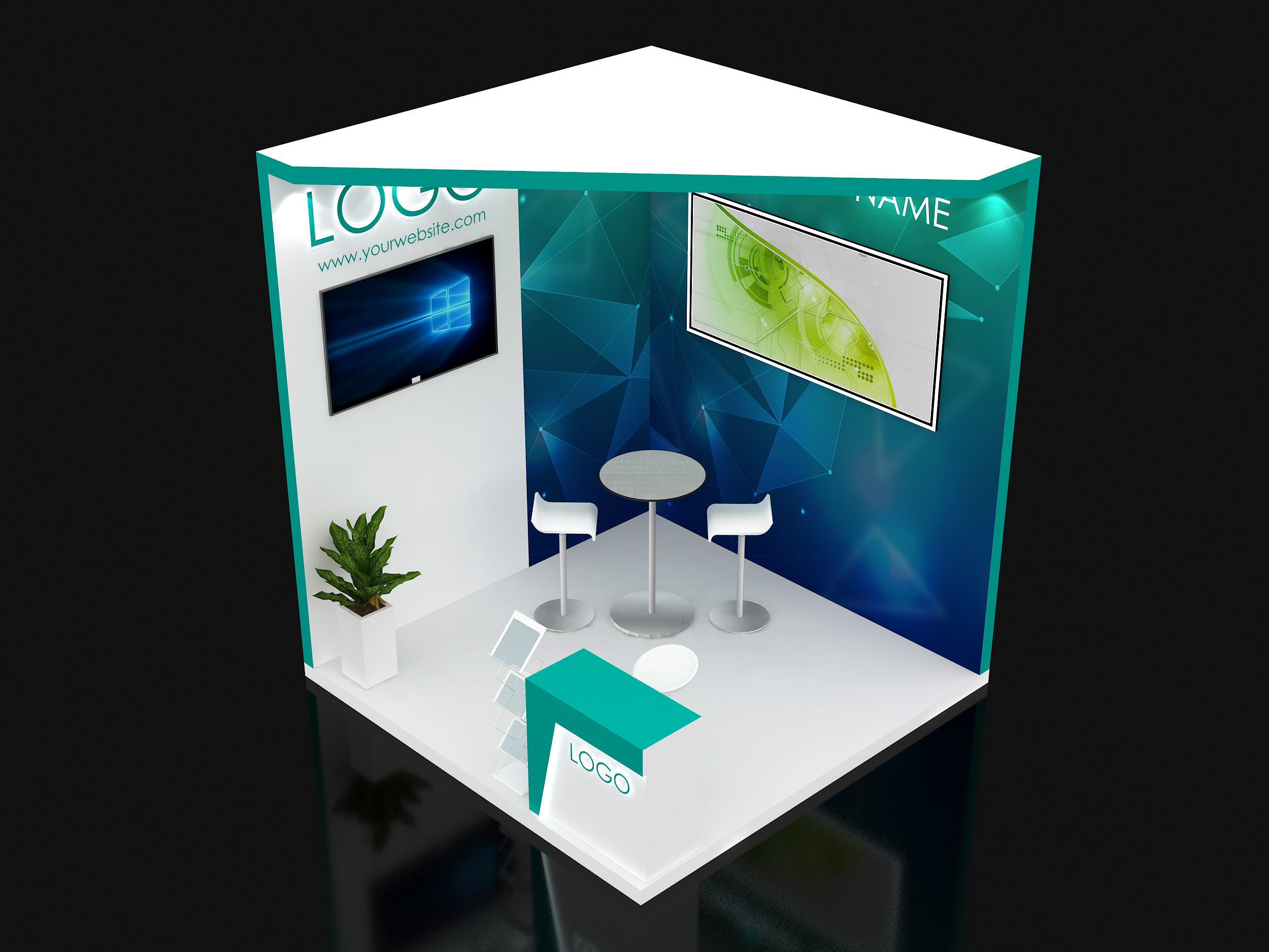 exhibition 3x3 2 open side 3D model 3D printable | CGTrader