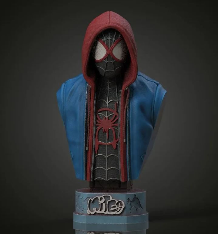 Spider-Man Miles Morales - Statue 3D BUST print model 3D model 3D ...