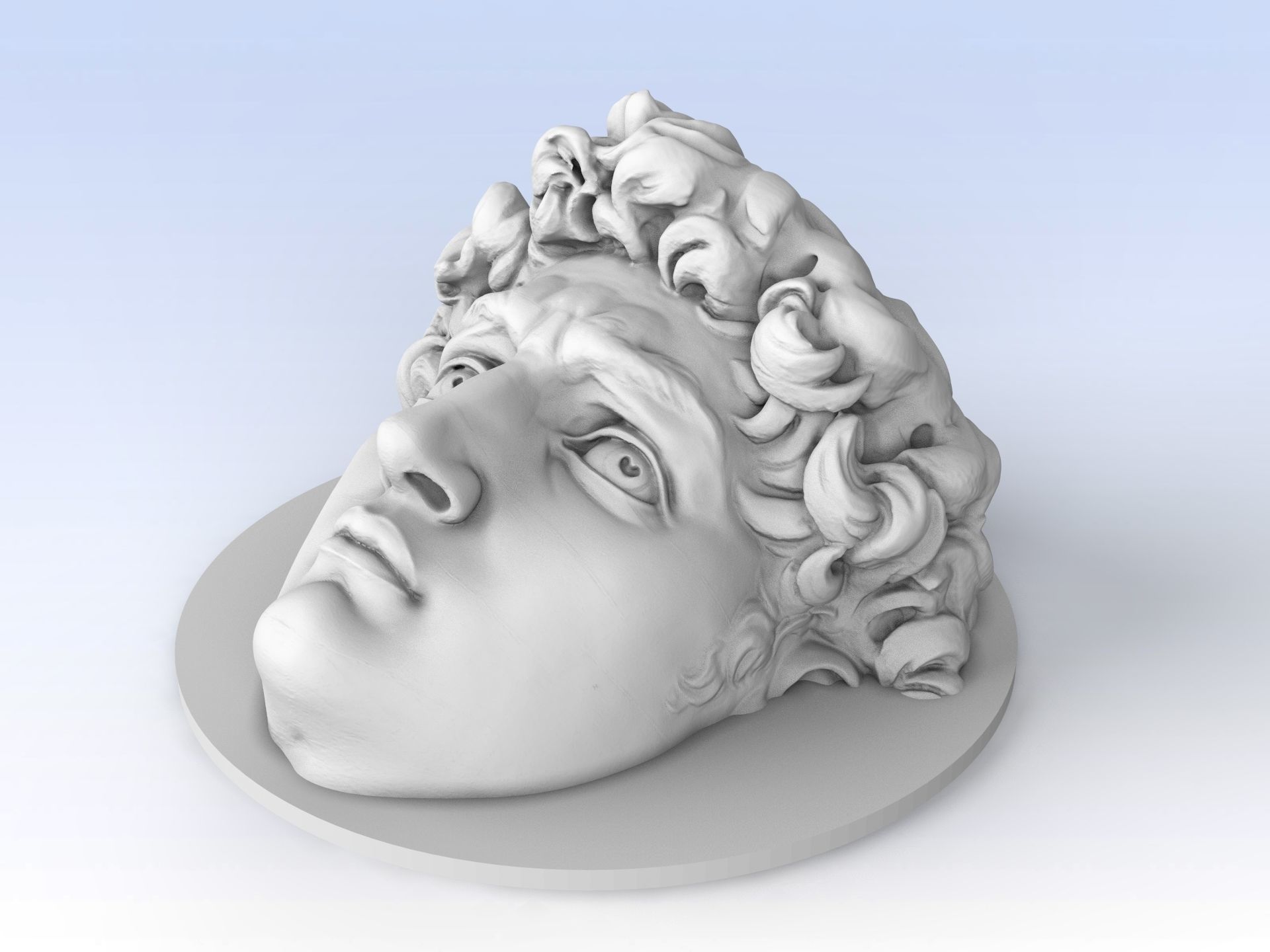Head of David Michelangelo on plate 3D model 3D printable | CGTrader