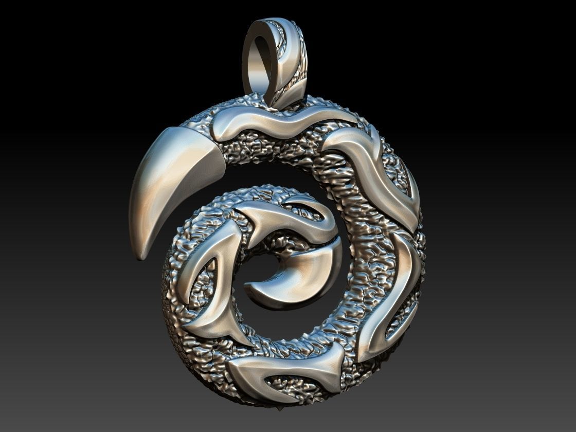 Spiral Dragon Tail Pendant 3D model 3D printable | CGTrader