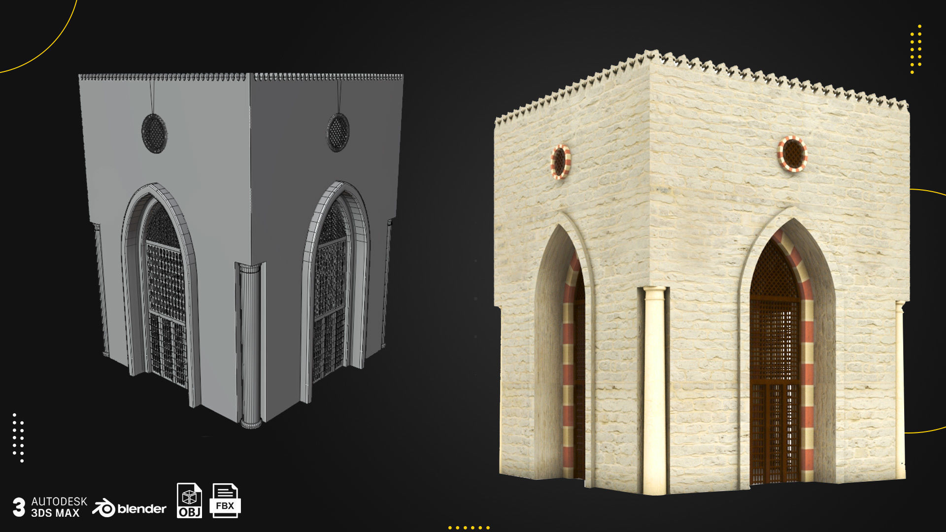 3D model 6 Arabic and Islamic Buildings VR / AR / low-poly | CGTrader