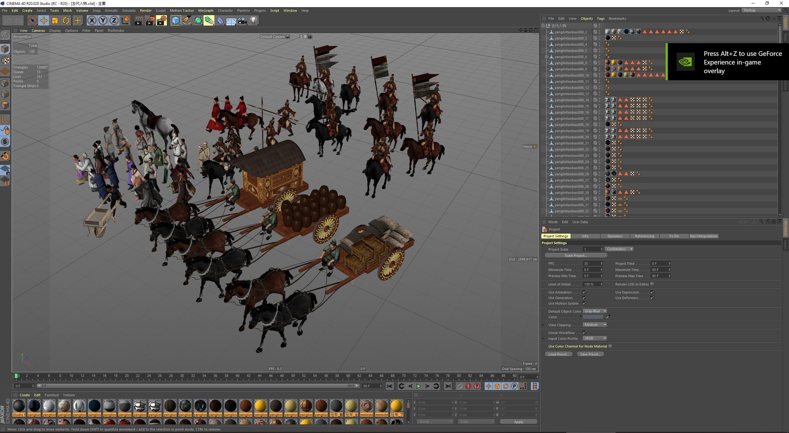 Chinese Ancient Characters Old Man Soldier Carriage Market 3D model ...
